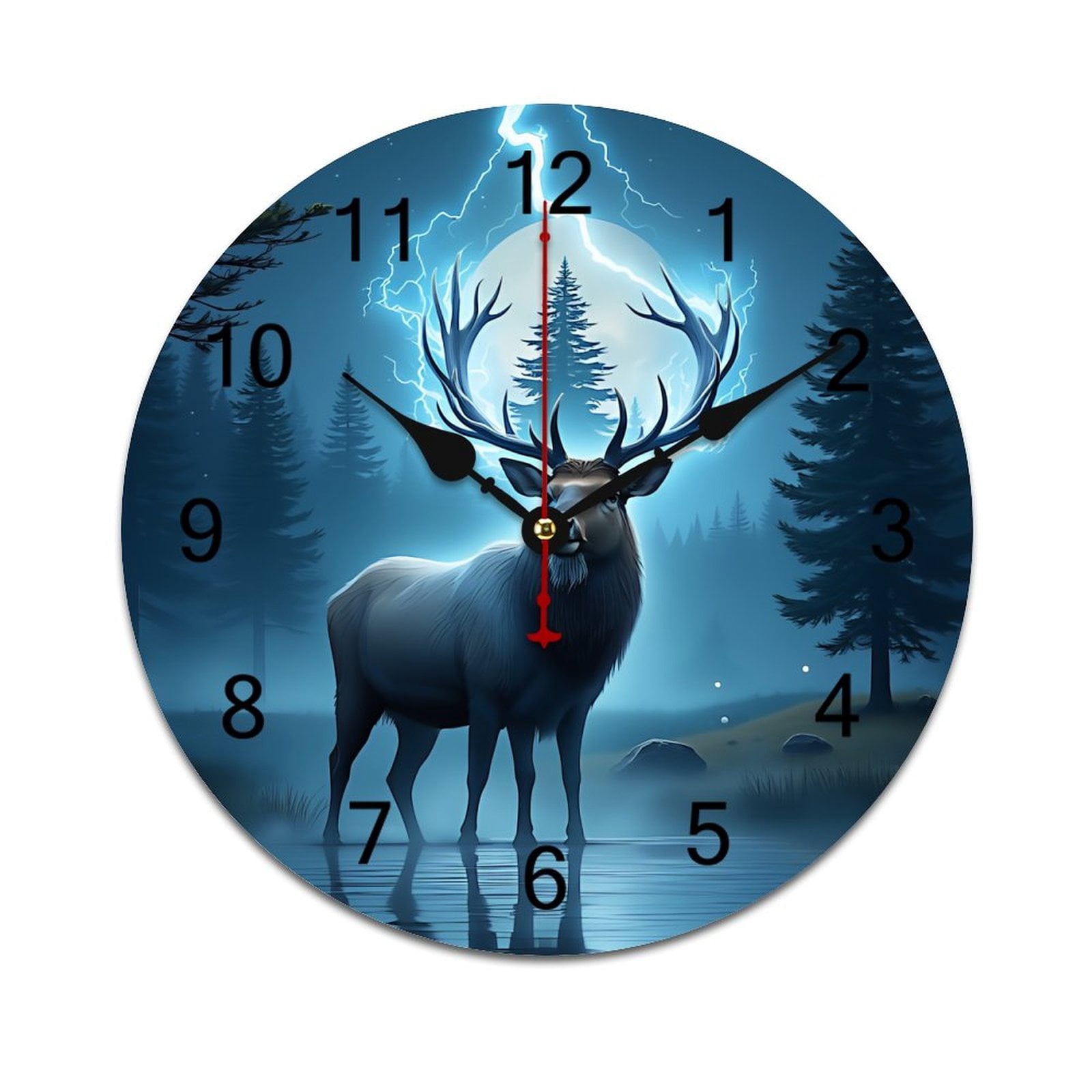 Colorful, Glowing Deer Starry Night Sky Word Saying Big Wall Clock Home ...