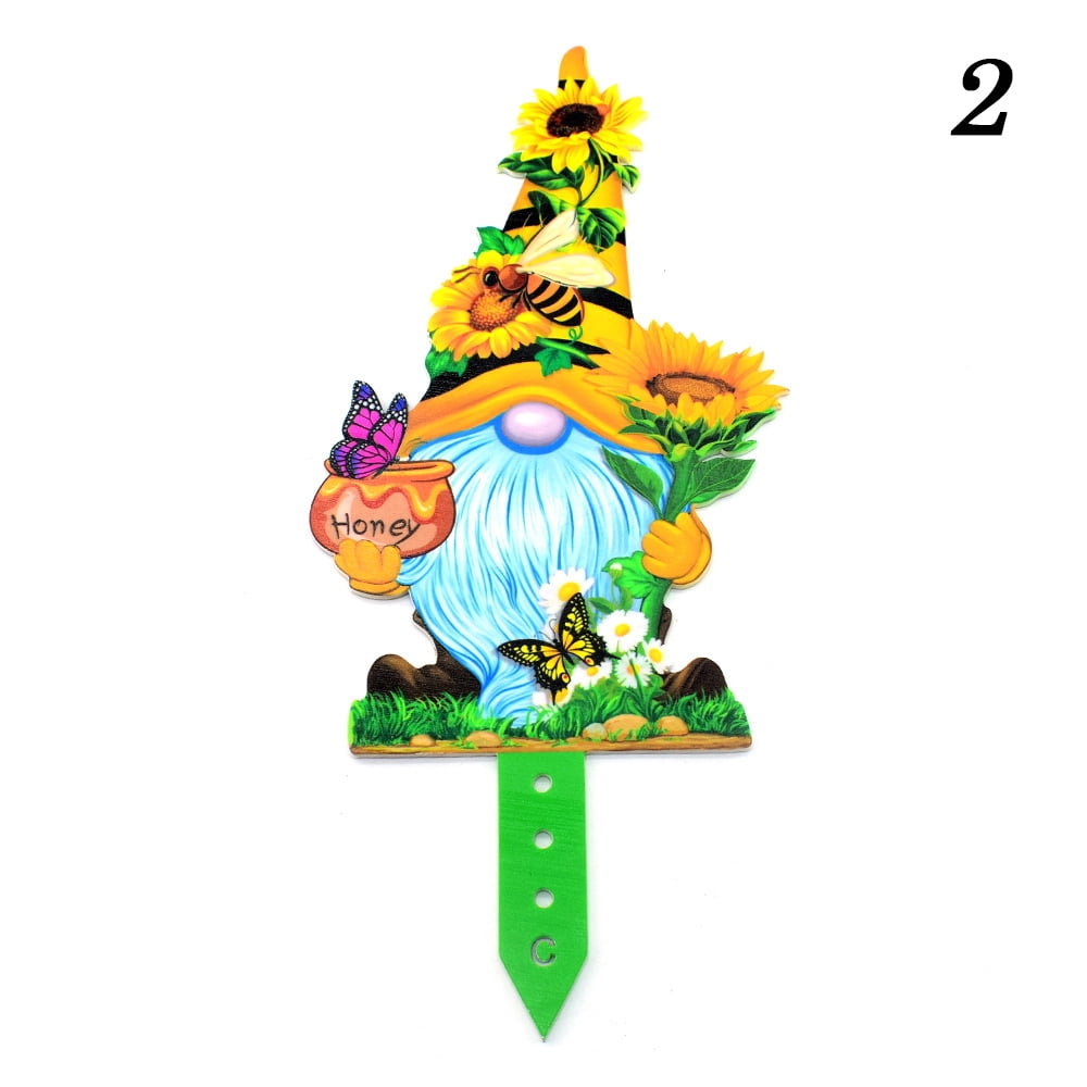Colorful Gnome Dwarf Bee Flowers in The Garden Decorative Garden Fence ...
