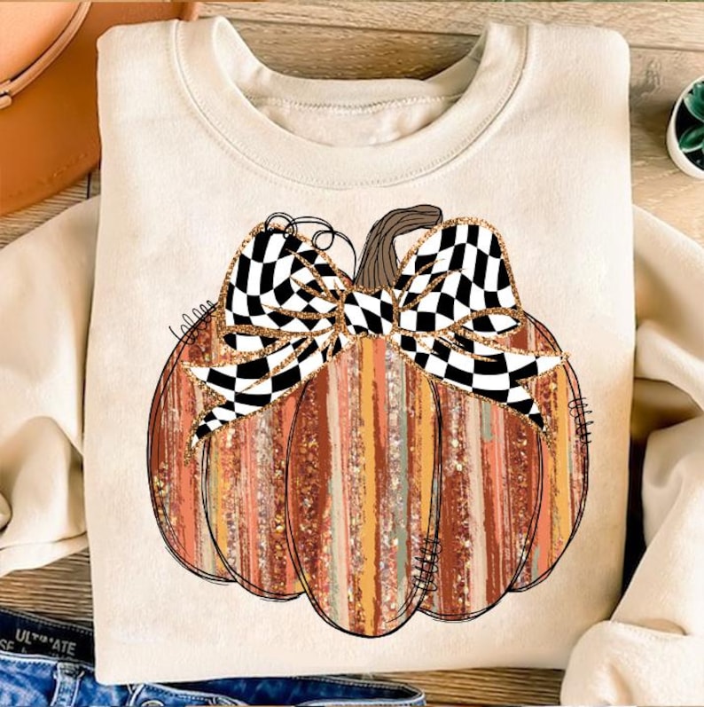Colorful Gold Glitter Fall Pumpkin Sweater, Girly Fall Pumpkin Pullover ...
