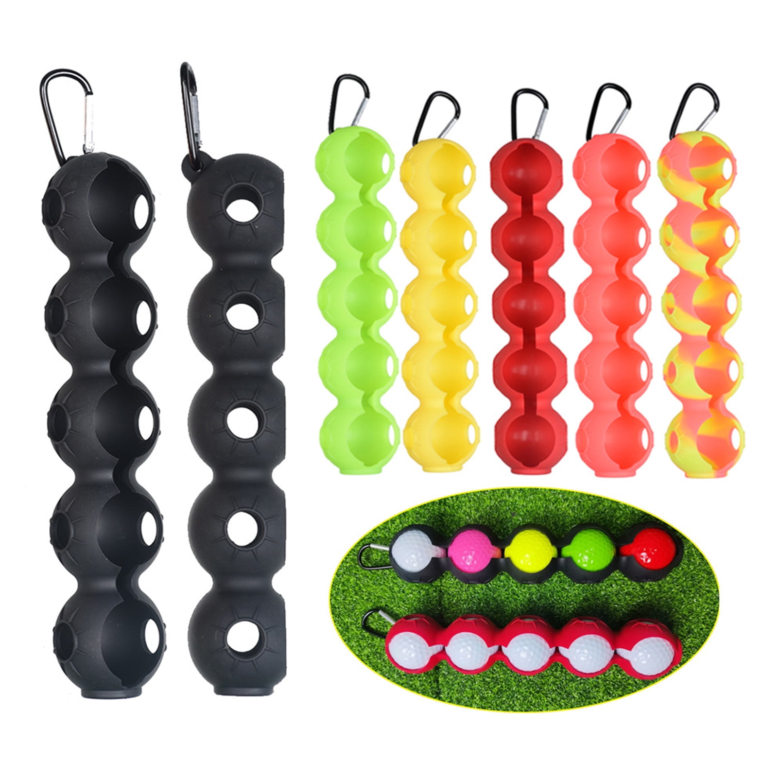 Colorful Golf Ball Sleeve with Buckle - 5 Holes Protective Cover ...