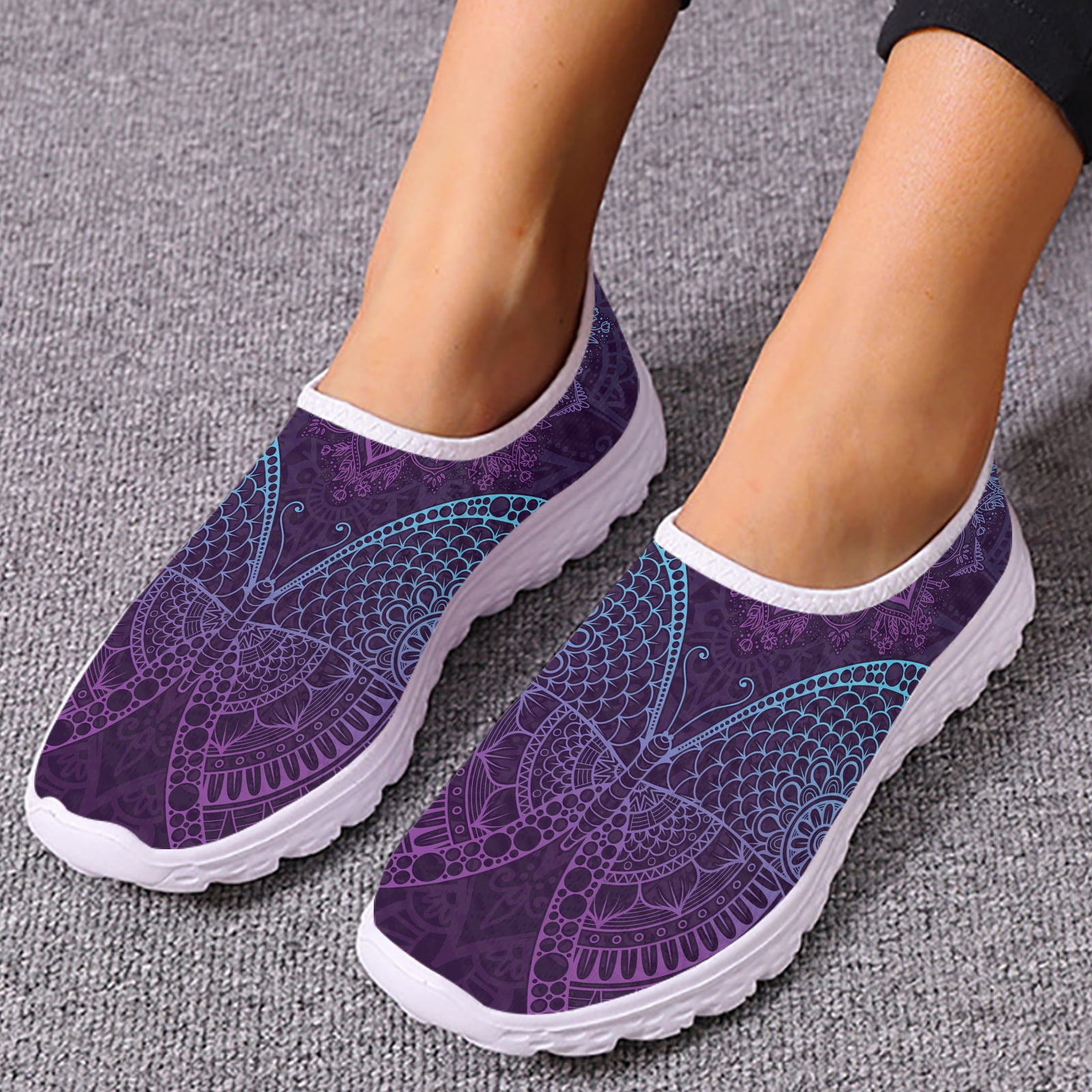 Colorful Gradient 3D Butterfly Print Lightweight Summer Ladies Home ...