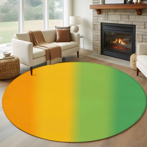 Colorful Gradient 5FT Round Area Rugs for Living Room Green and Orange ...