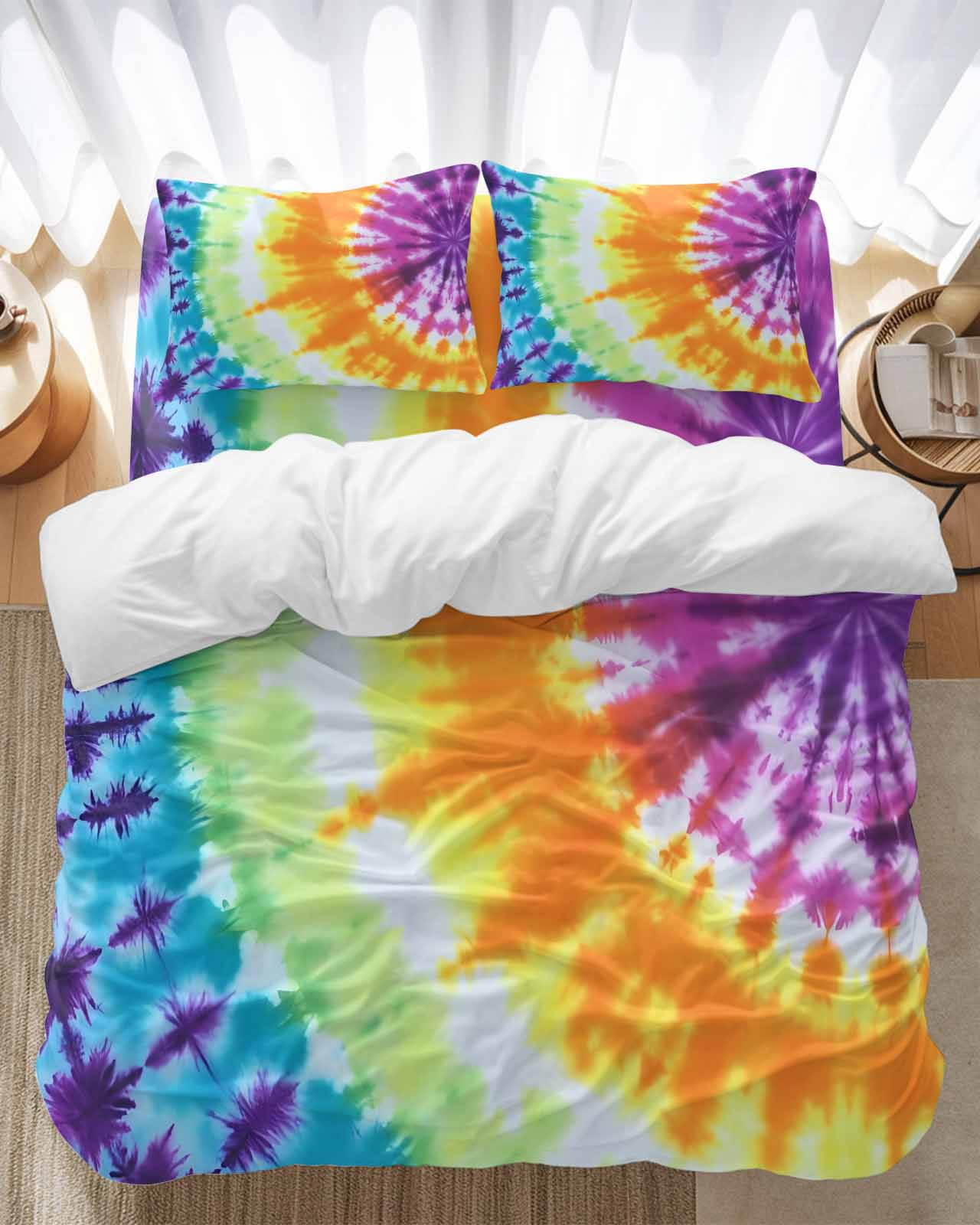 Colorful Gradient Bedding Duvet Cover Set Queen Size 4 Pieces Marble ...