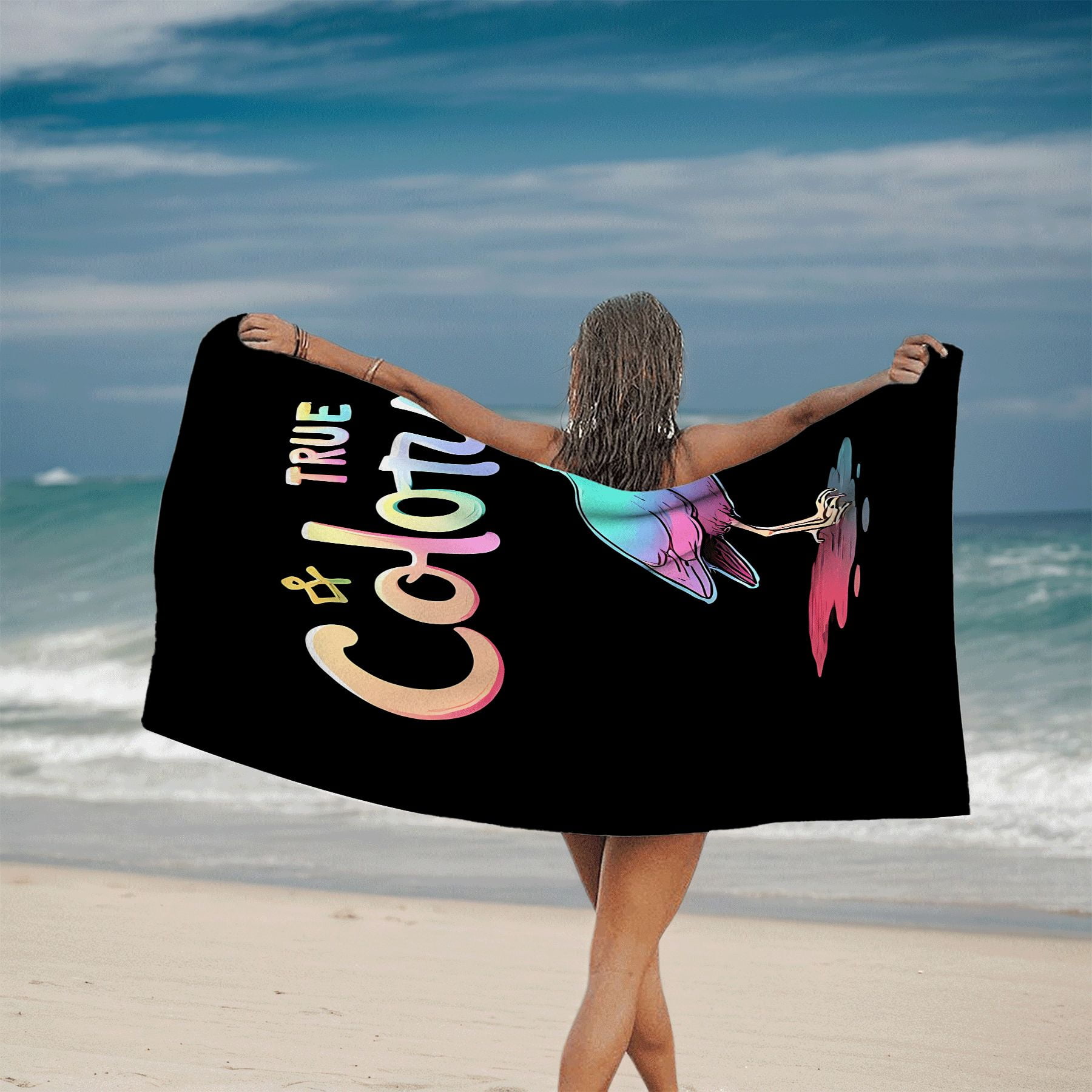 Colorful Gradient Bird Design Beach Towel - True Colors Pattern for ...