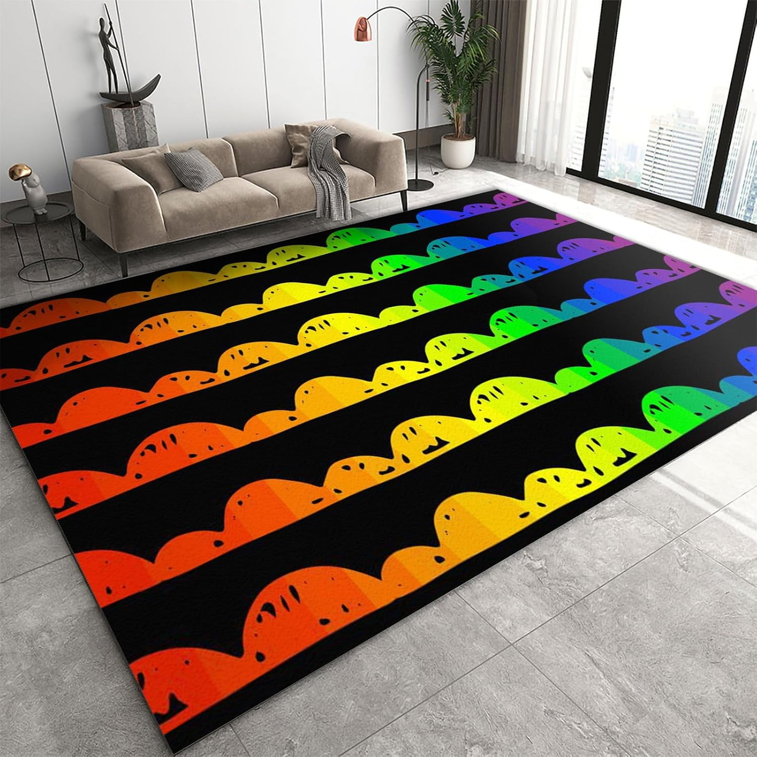 Colorful Gradient Clouds Area Rug, Modern Art Abstract Carpet for ...