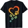 Colorful Gradient Dog Paw Heart Design T-Shirt for Loving Pet Owners ...