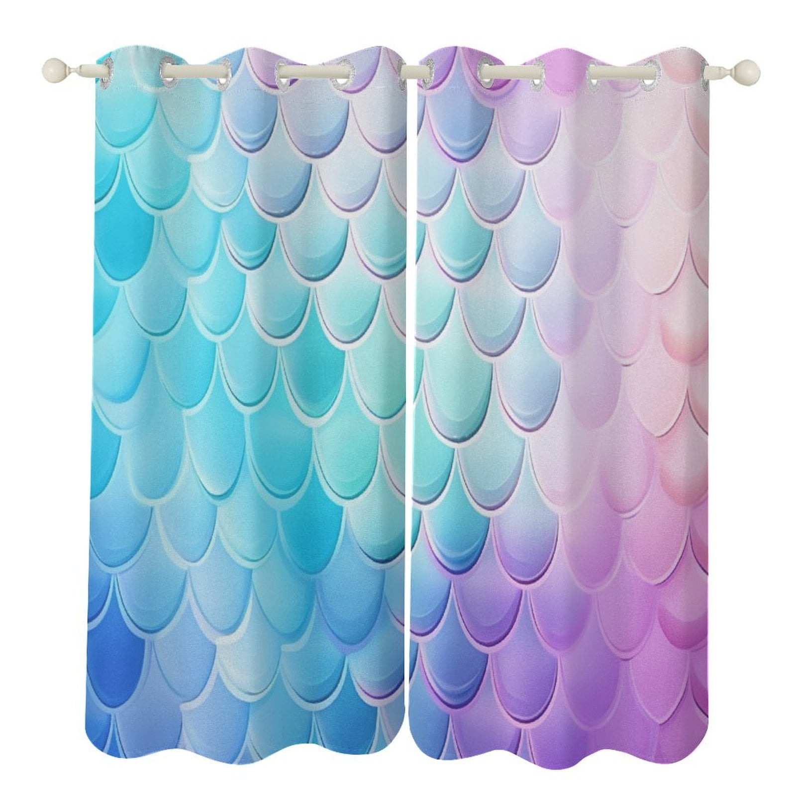 Colorful Gradient Fish Scale Texture Mermaid 2 Panels 3D Printing ...