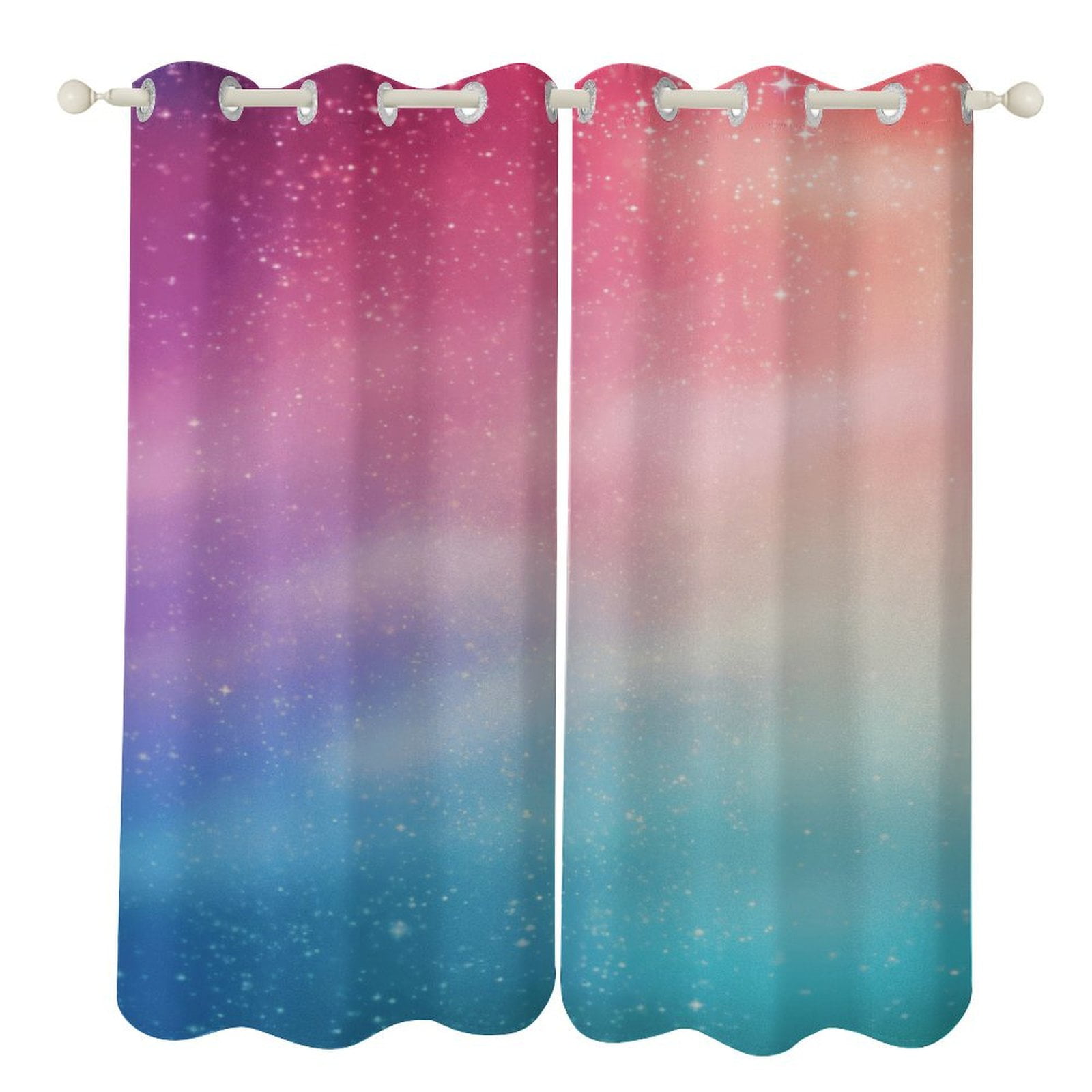 Colorful Gradient Fish Scale Texture Mermaid 2 Panels Curtains for ...