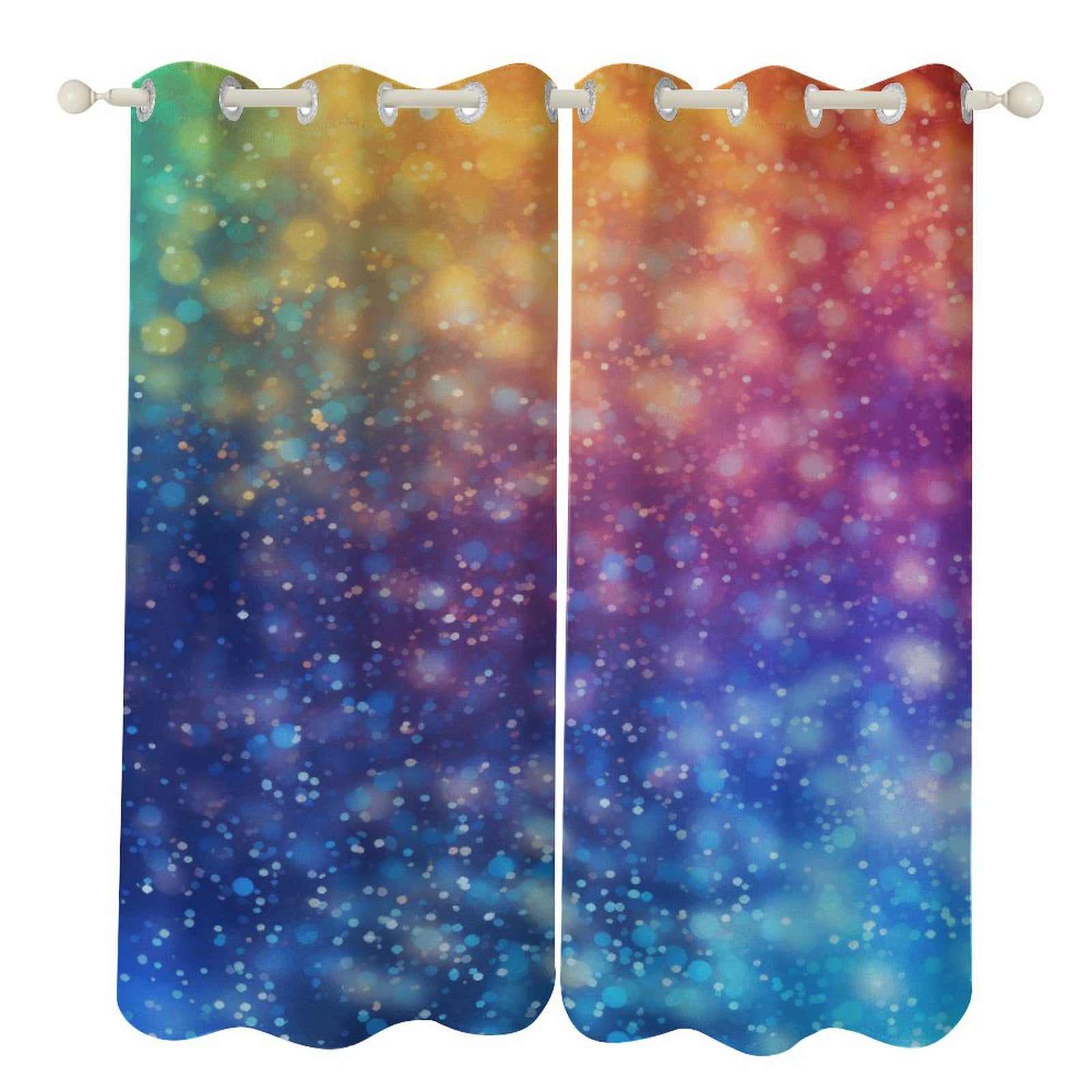 Colorful Gradient Fish Scale Texture Mermaid 2 Panels Curtains for ...