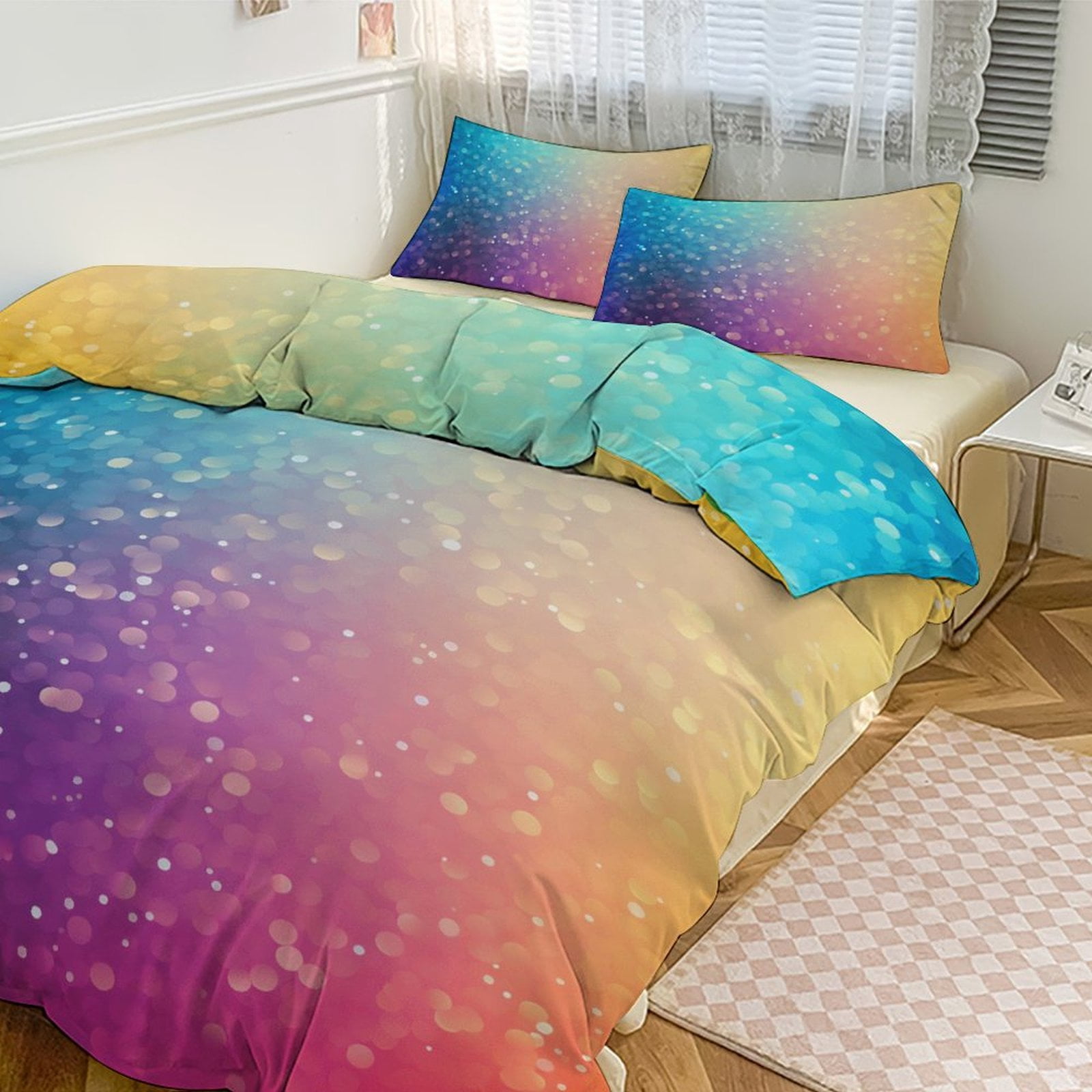 Colorful Gradient Fish Scale Texture Mermaid 3D Duvet Cover Set Quilt ...