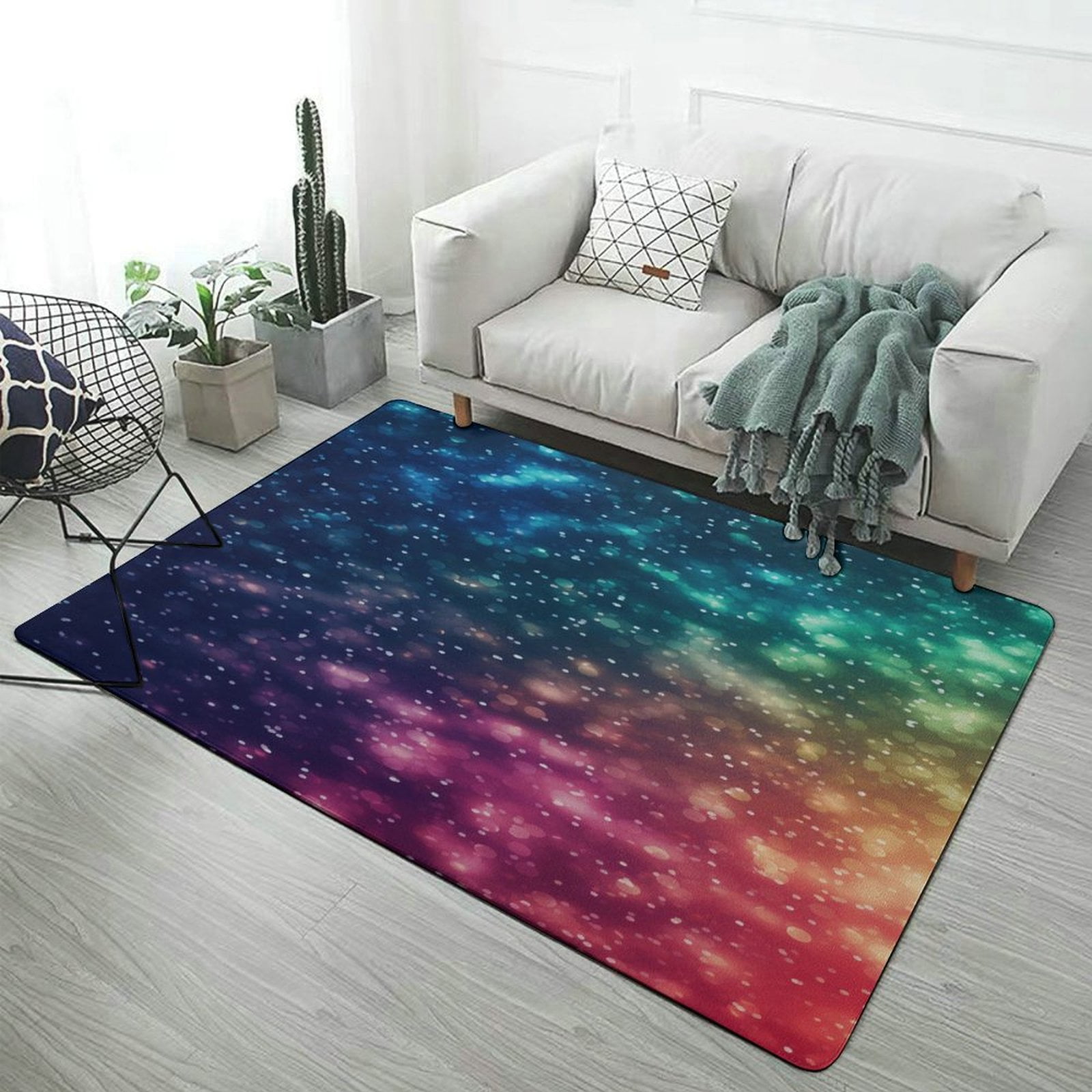 Colorful Gradient Fish Scale Texture Mermaid Carpet Style Living Room ...