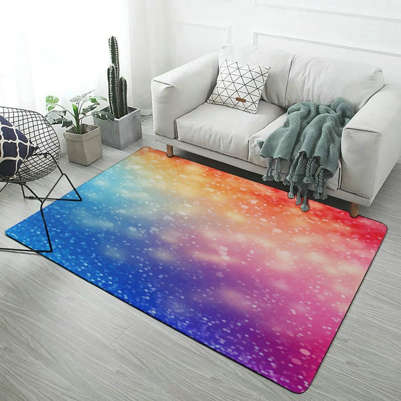 Colorful Gradient Fish Scale Texture Mermaid Carpet Style Living Room ...