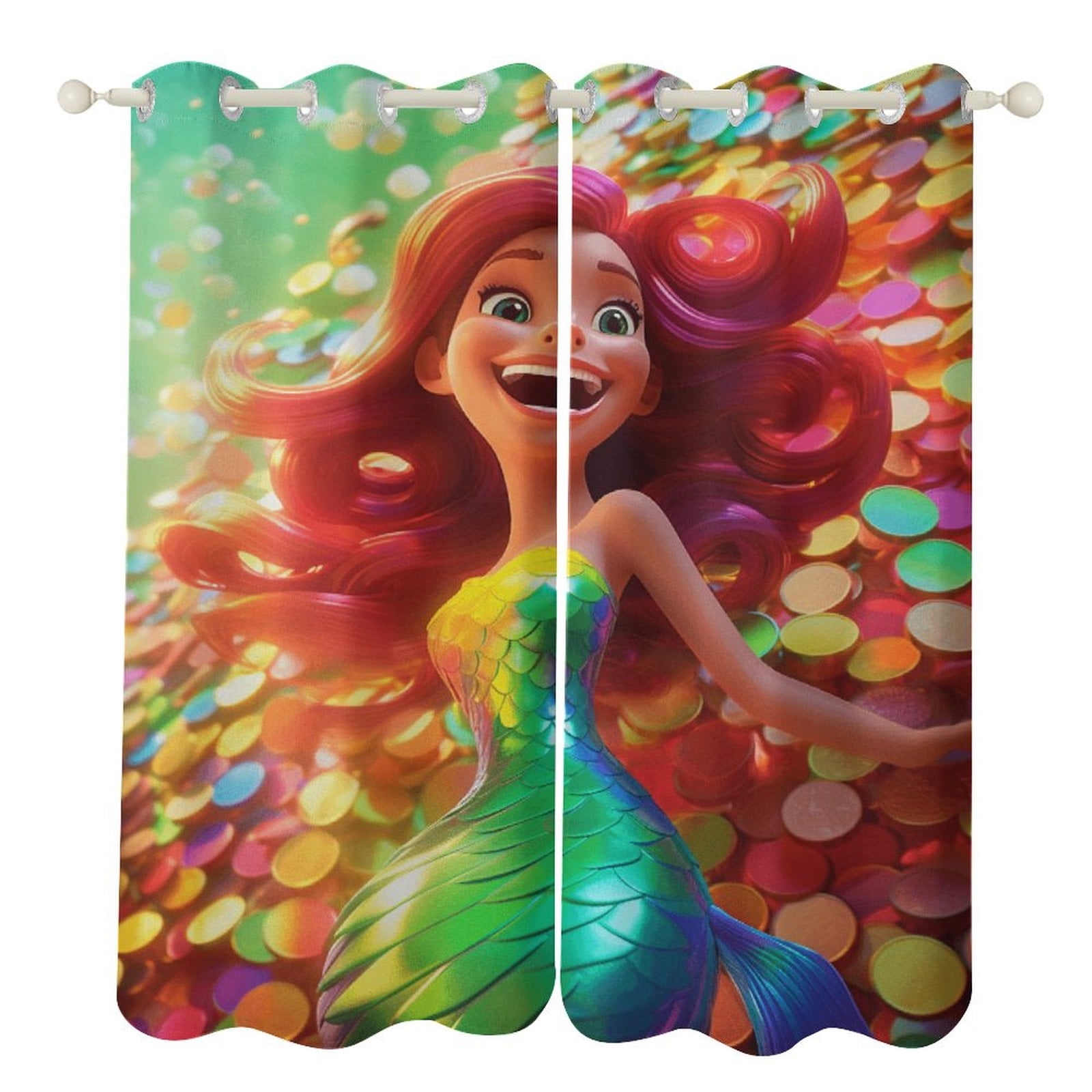 Colorful Gradient Fish Scale Texture Mermaid Curtains Aesthetic ...