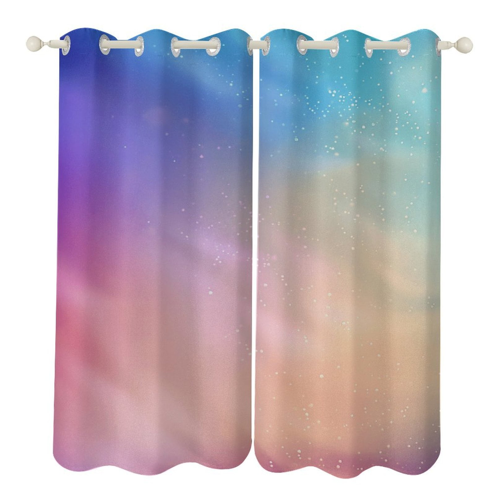 Colorful Gradient Fish Scale Texture Mermaid Curtains Watercolor Theme ...