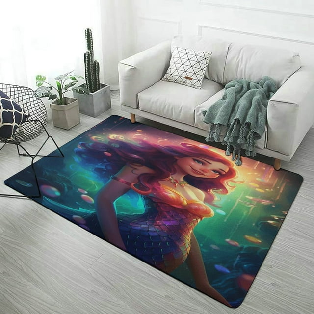 Colorful Gradient Fish Scale Texture Mermaid Home Decor Living Room ...