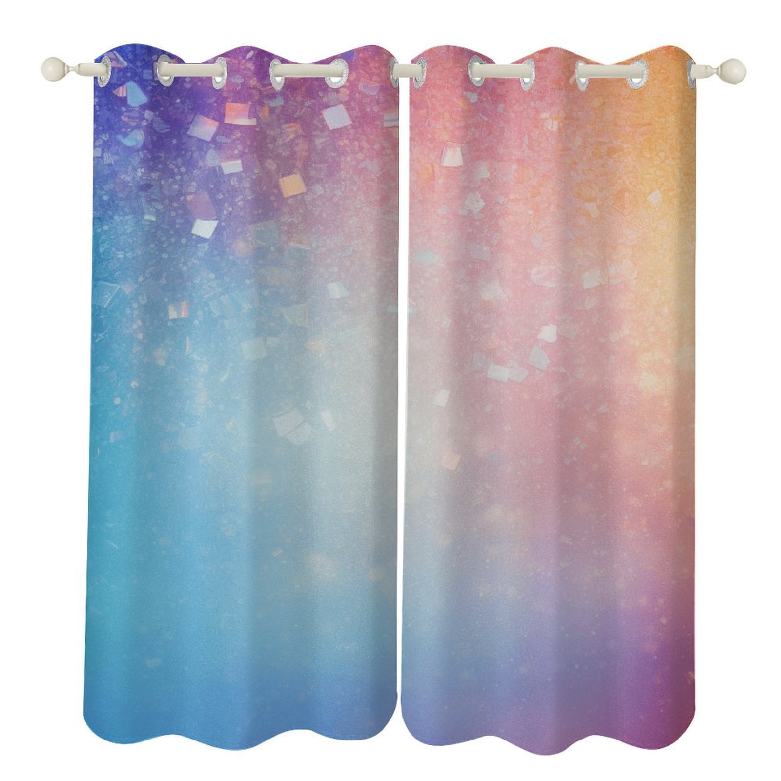 Colorful Gradient Fish Scale Texture Mermaid Luxury Window Curtains ...