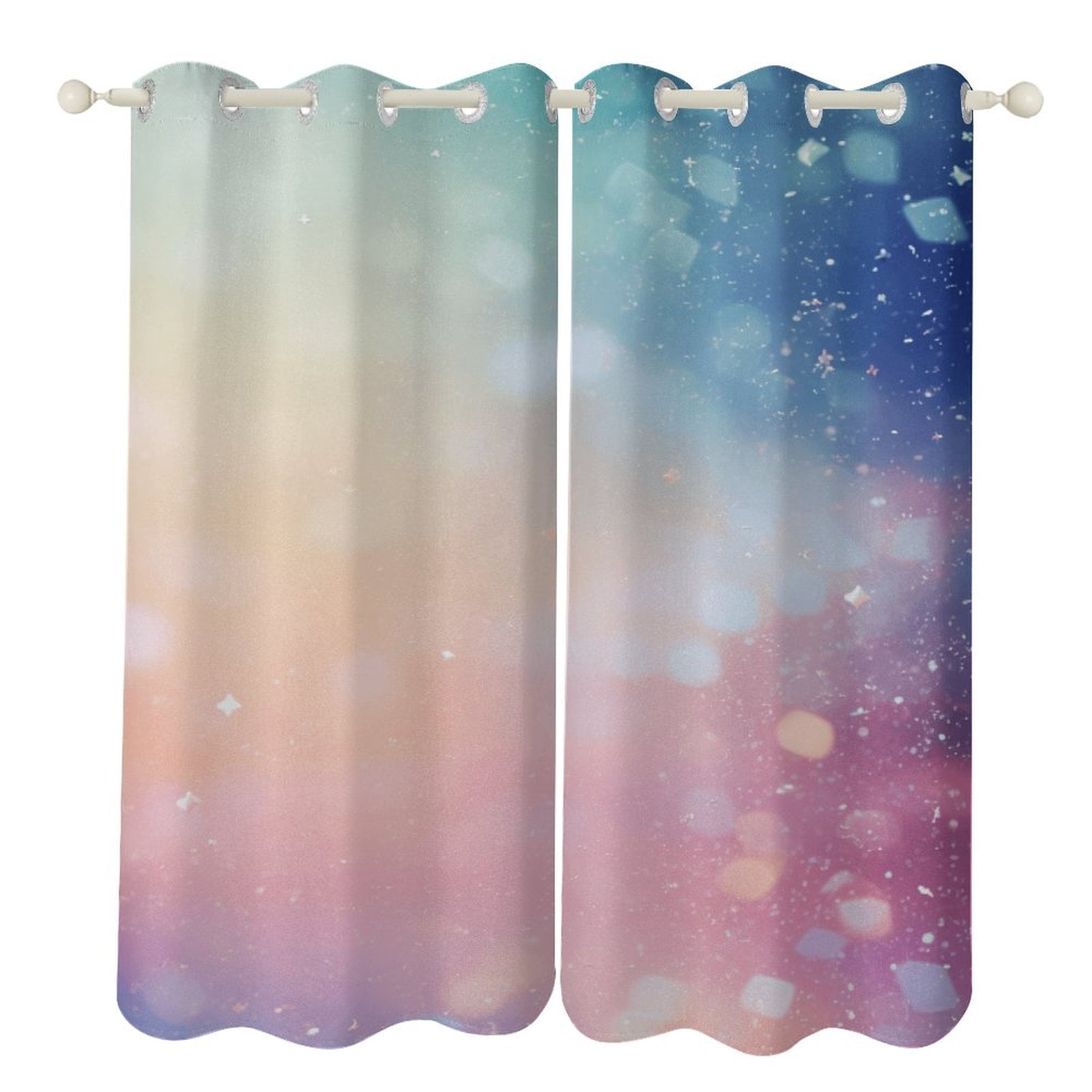 Colorful Gradient Fish Scale Texture Mermaid Luxury Window Curtains ...