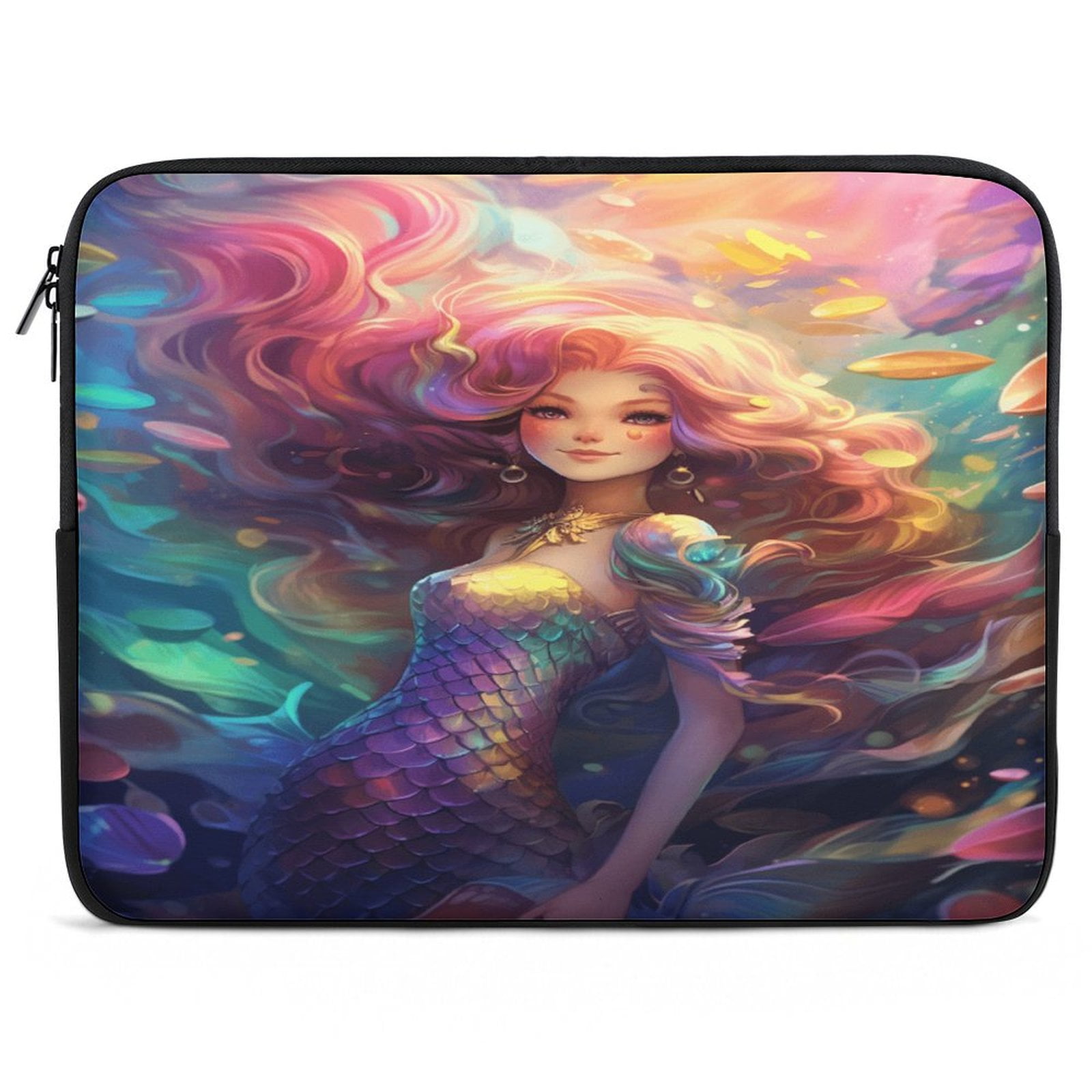 Colorful Gradient Fish Scale Texture Mermaid Print Laptop Case Bag ...