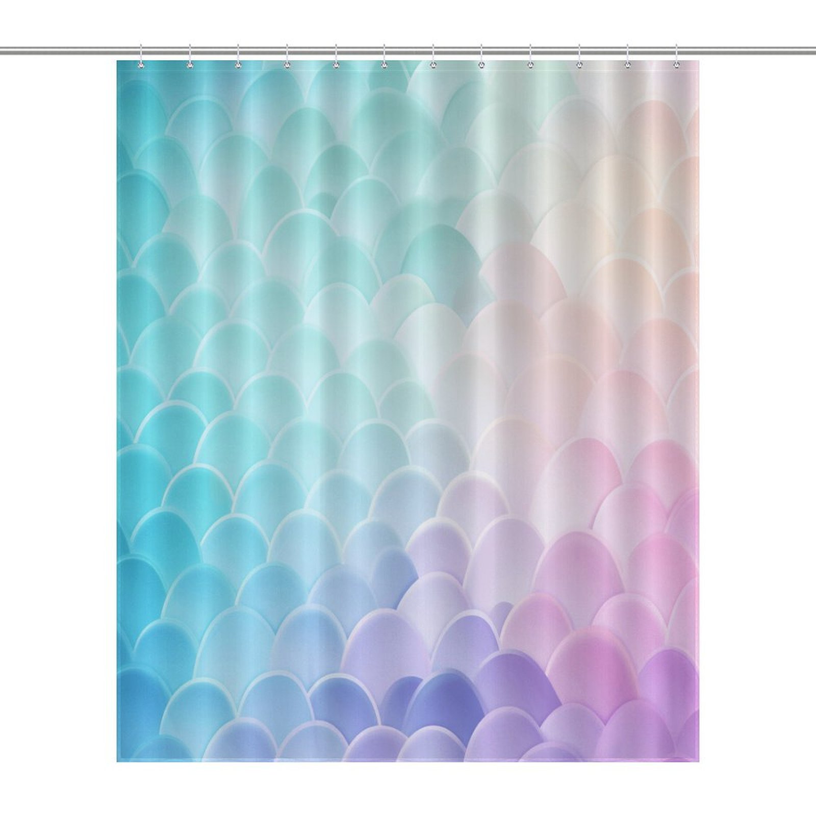 Colorful Gradient Fish Scale Texture Mermaid Printed Shower Curtain ...