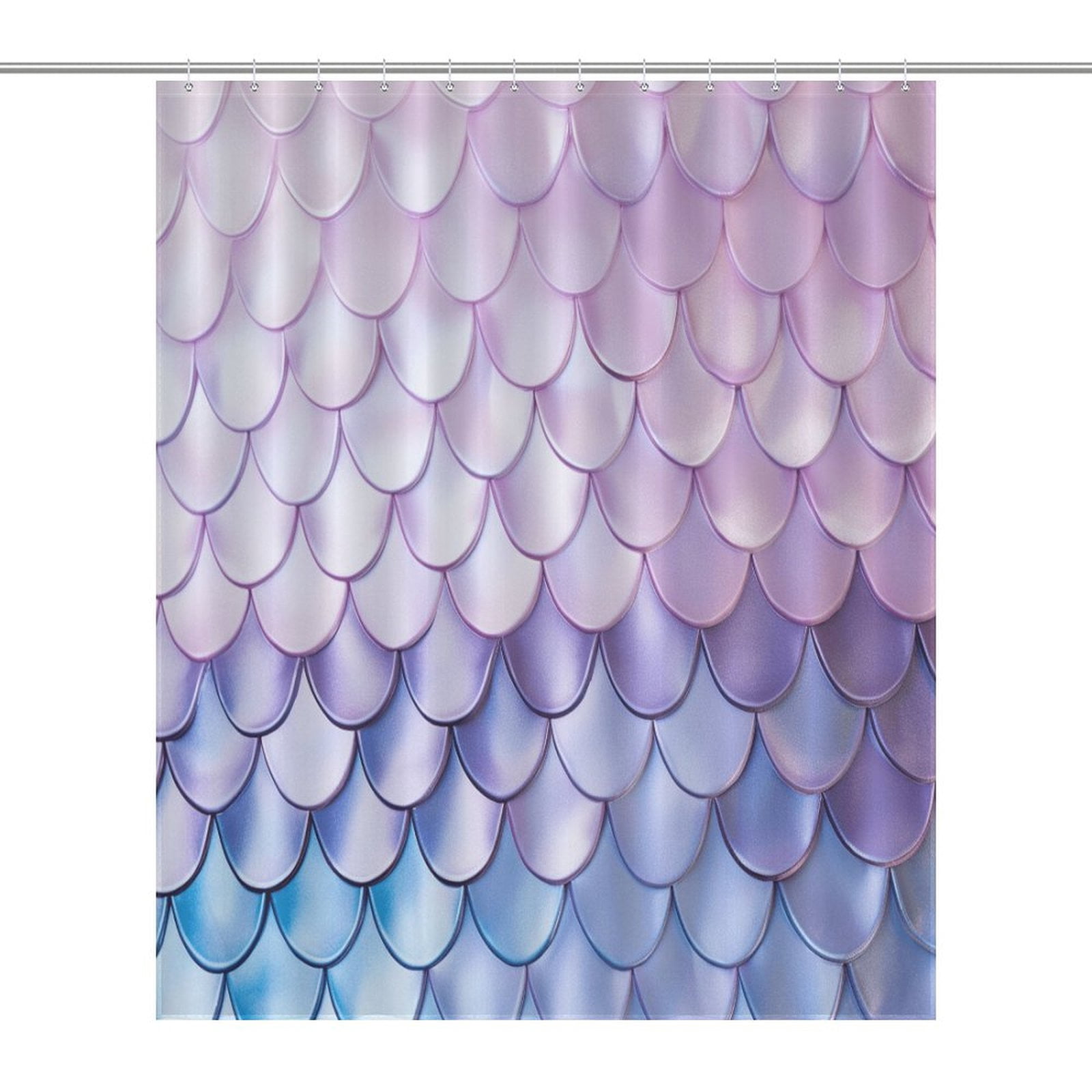 Colorful Gradient Fish Scale Texture Mermaid Shower Curtain Bathtub ...
