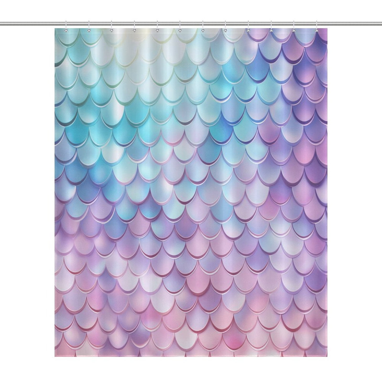 Colorful Gradient Fish Scale Texture Mermaid Shower Curtain Bathtub ...