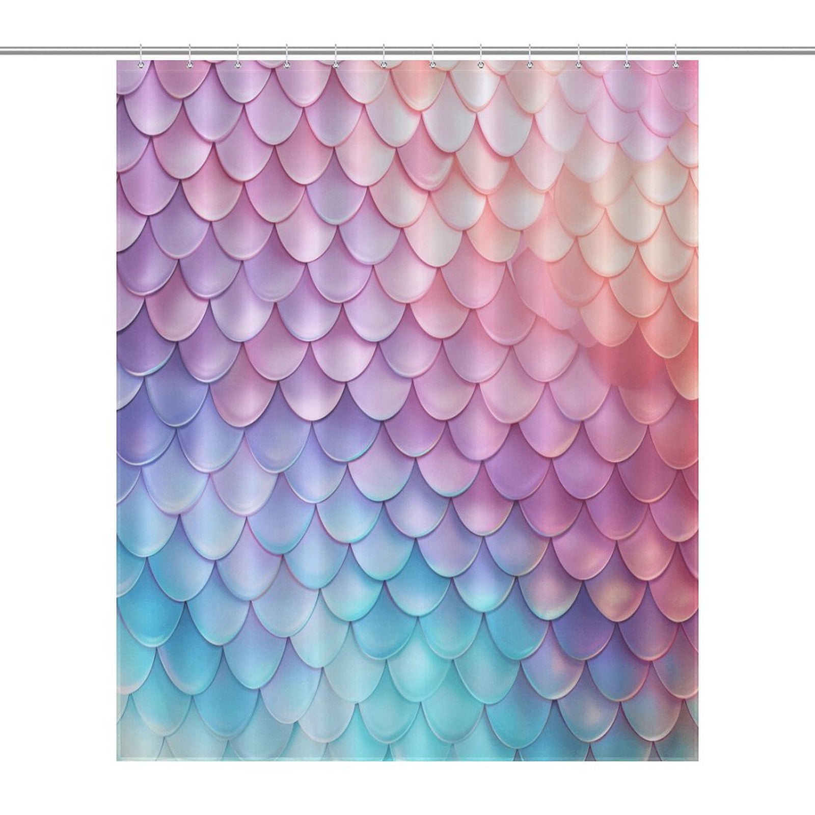 Colorful Gradient Fish Scale Texture Mermaid Shower Curtain Polyester ...