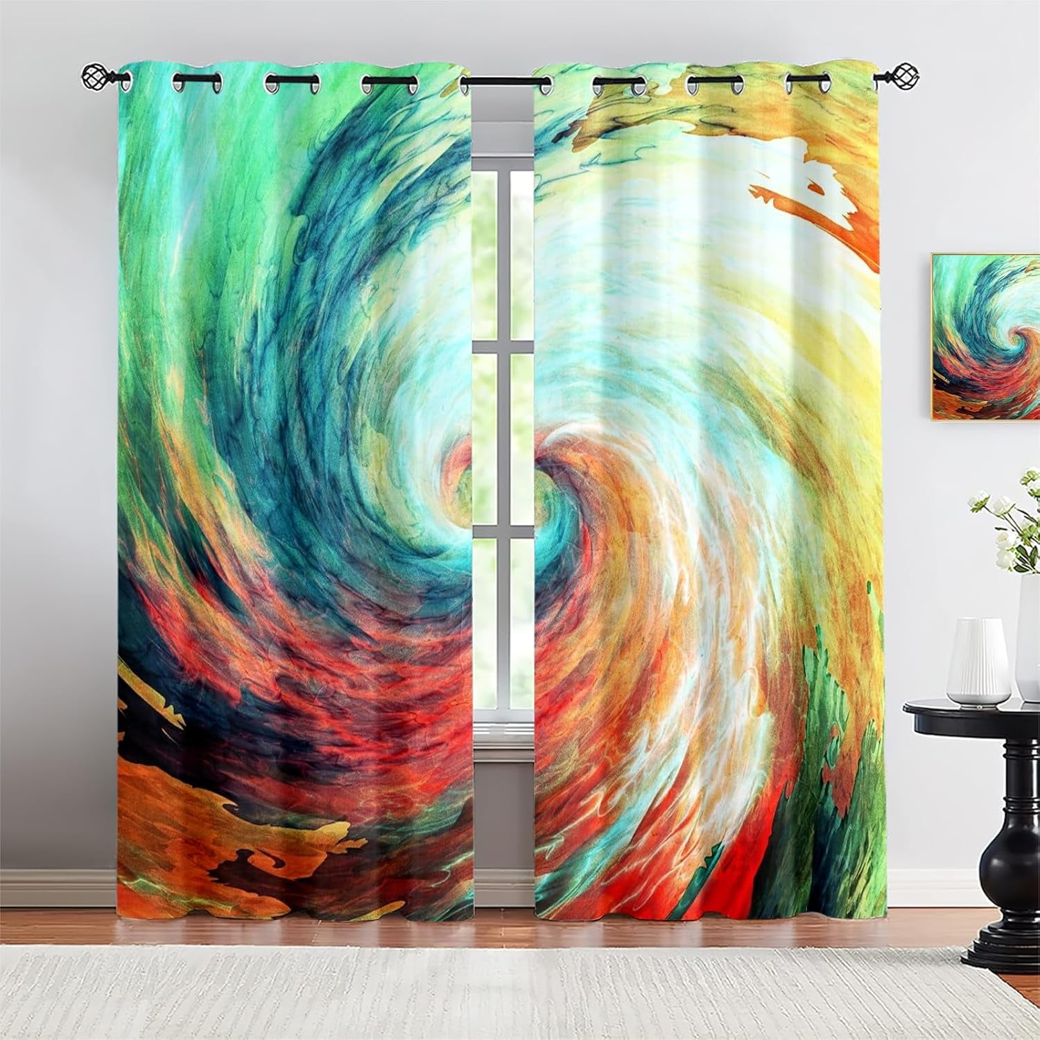 Colorful Gradient Texture 3D Eyelet Blackout Curtains, Abstract Oil ...