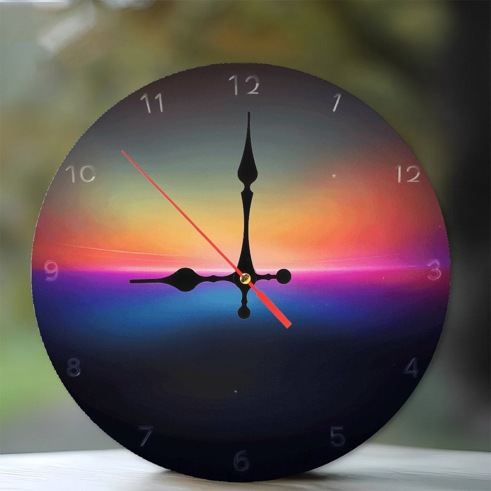 Colorful Gradient Wall Clock with Modern Design 10-Inch Silent Wooden ...