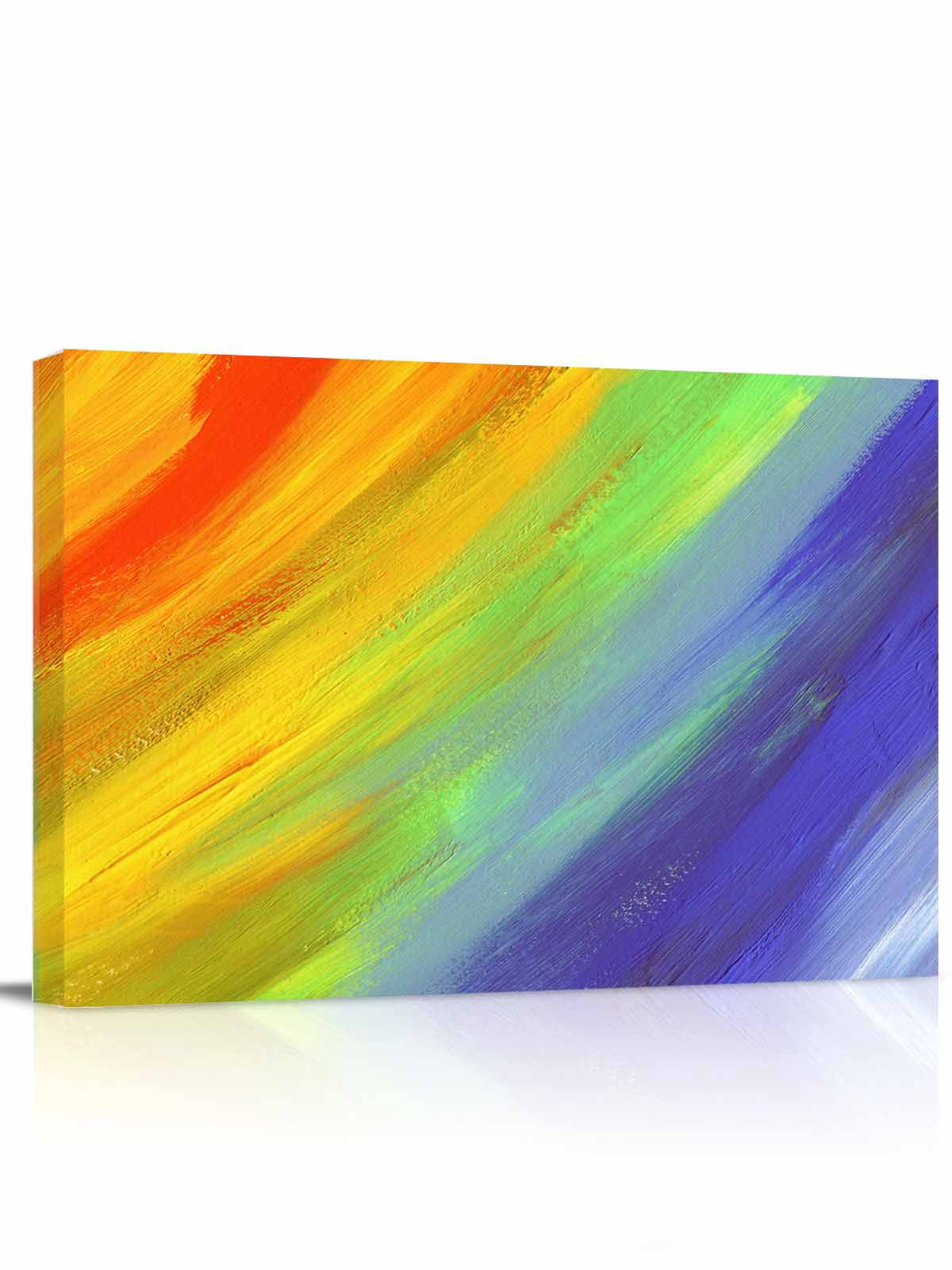 Colorful Gradual Canvas Print Wall Art Watercolor Rainbow Framed Canvas ...