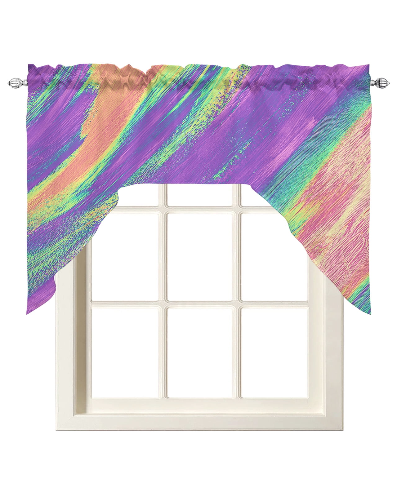 Colorful Gradual Swag Valance and Tier Curtains Set Watercolor Abstract ...