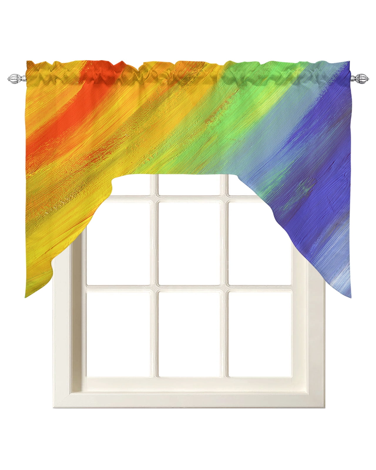 Colorful Gradual Swag Valance and Tier Curtains Set Watercolor Rainbow ...
