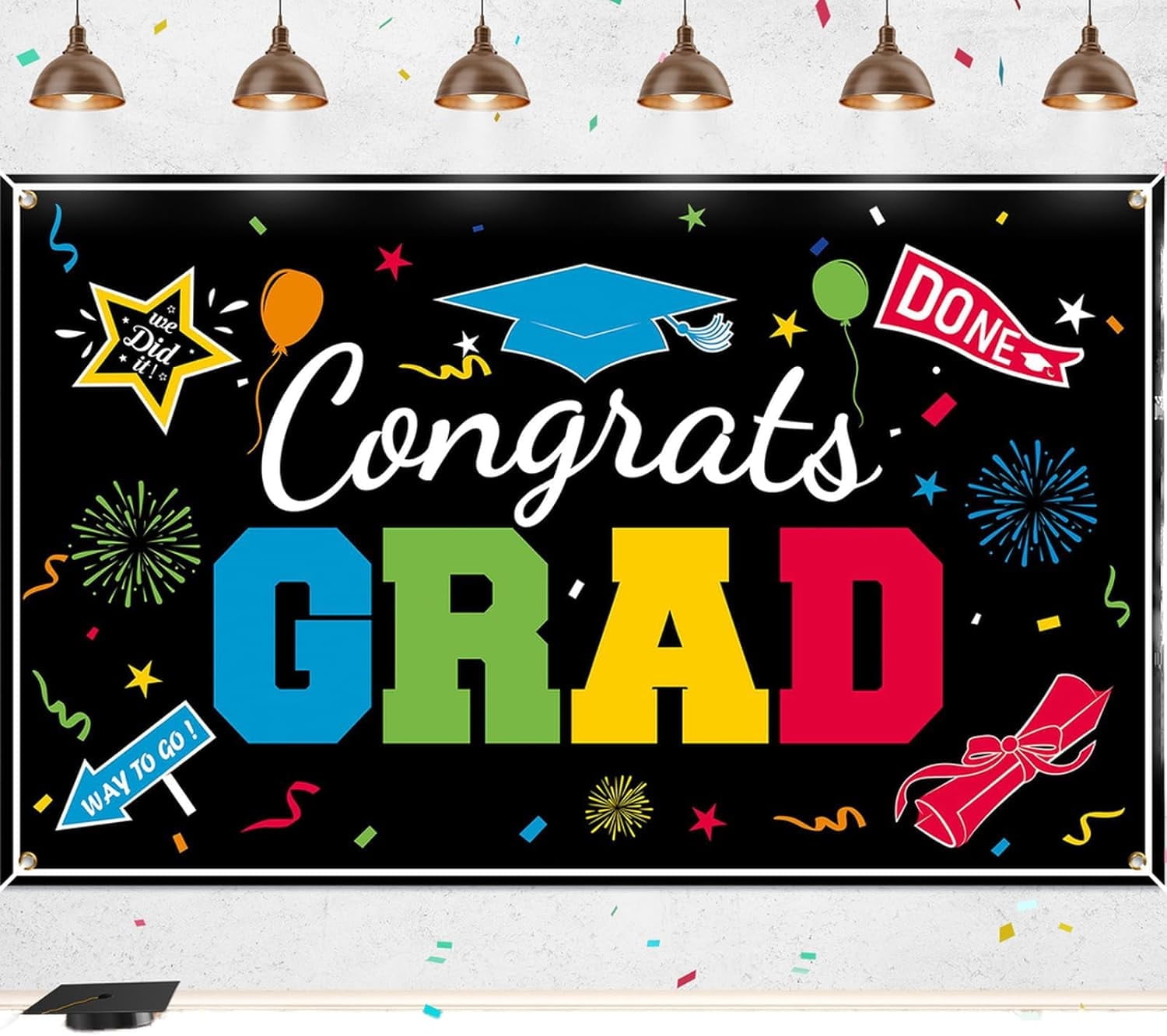 Colorful Graduation Banner Decorations Colorful Congrats Grad Banner ...