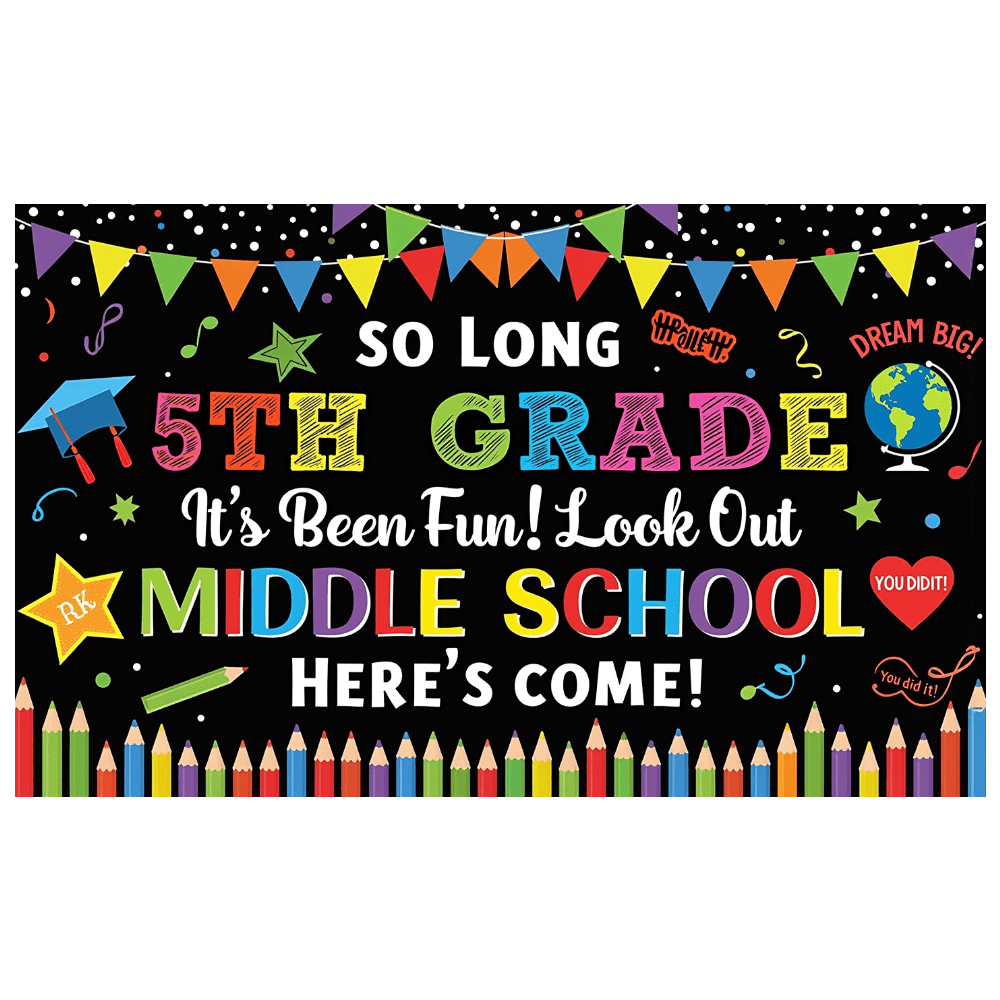 Colorful Graduation Banner Middle School Transition Educational Decor ...