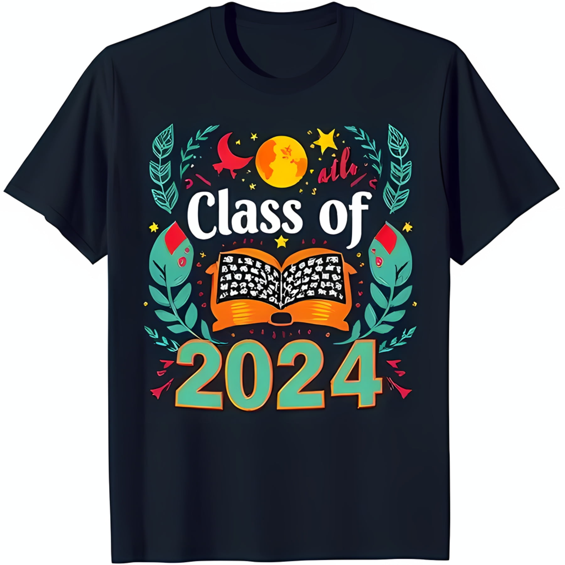 Colorful Graduation T-Shirt for Class of 2024 with Open Book Design ...