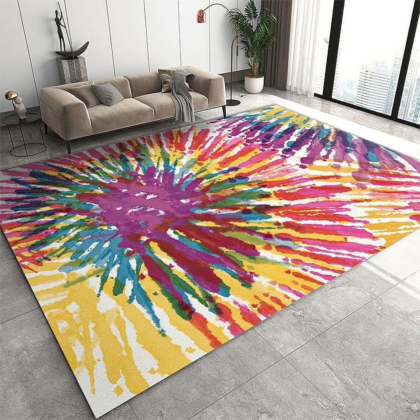 Colorful Graffiti Art Bedroom Rug, Abstract Oil Painting Style Area ...