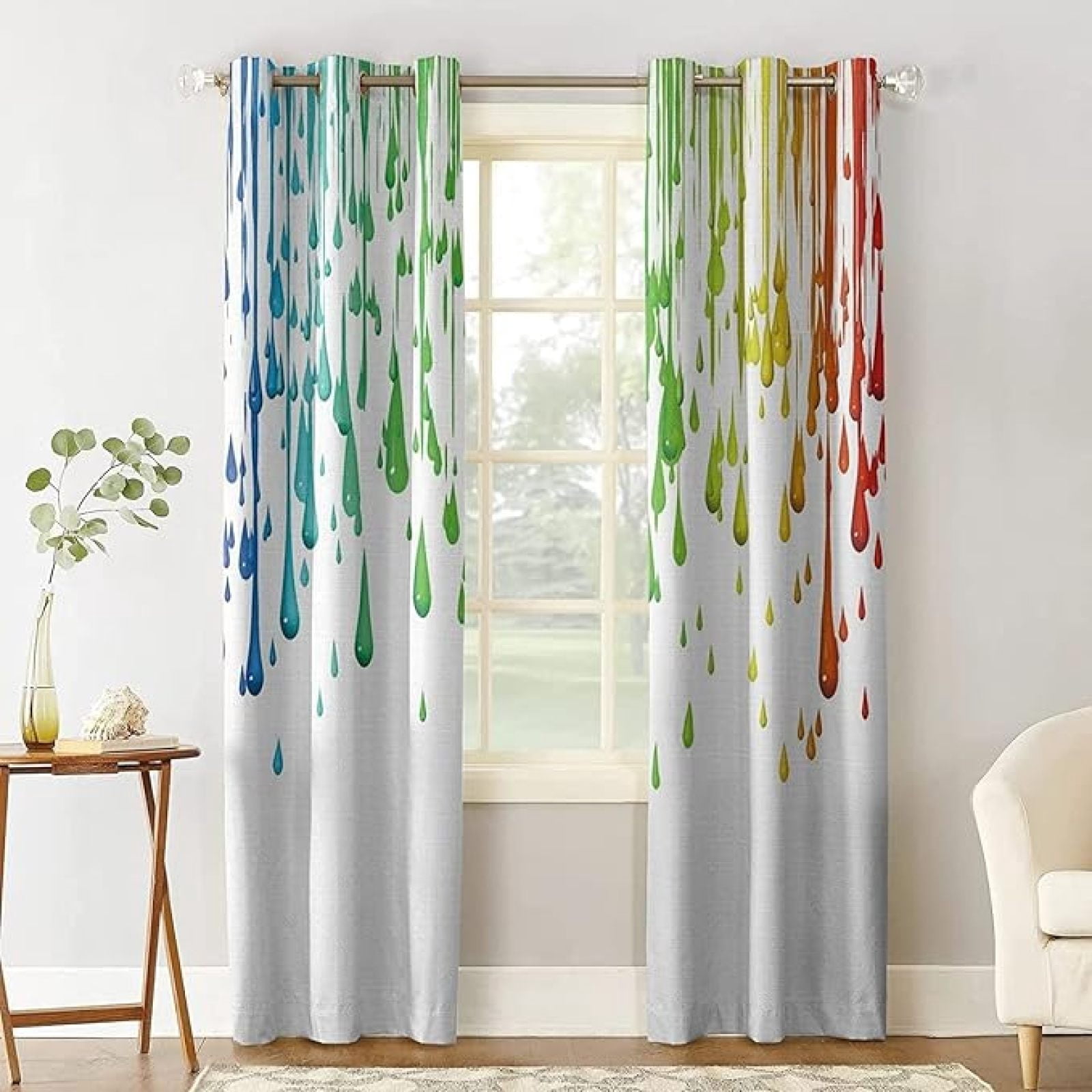 Colorful Graffiti Blackout Curtains, 3D Water Droplets Print Window ...
