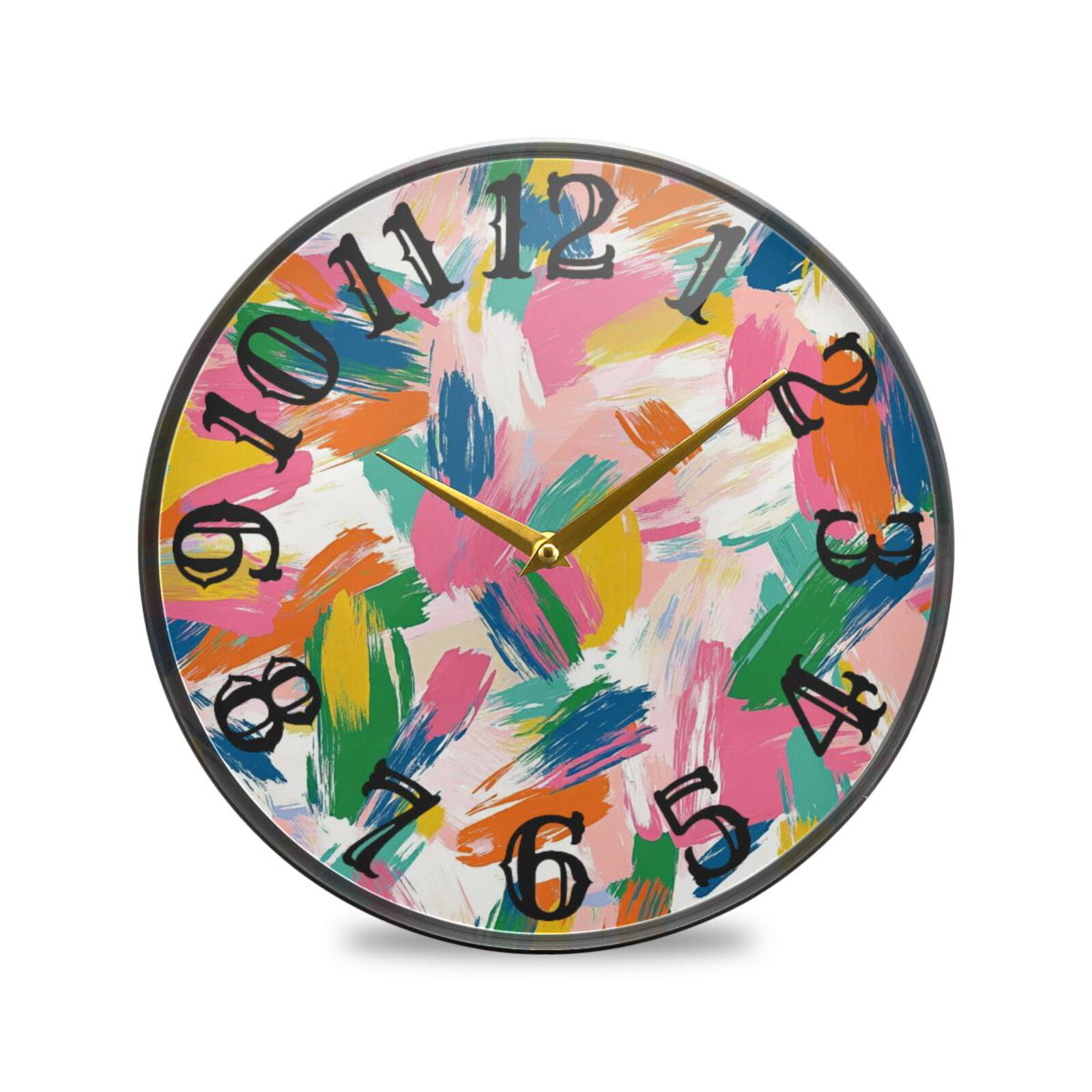 Colorful Graffiti Blocks Wall Clock 10 Inch Silent Non Ticking Battery ...