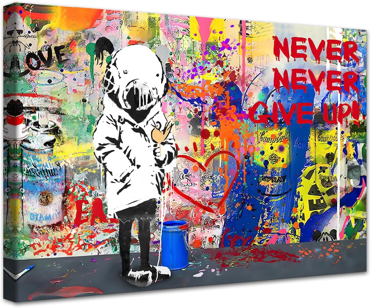 Colorful Graffiti Canvas Wall Art Banksy Pictures Decor Never Give Up ...