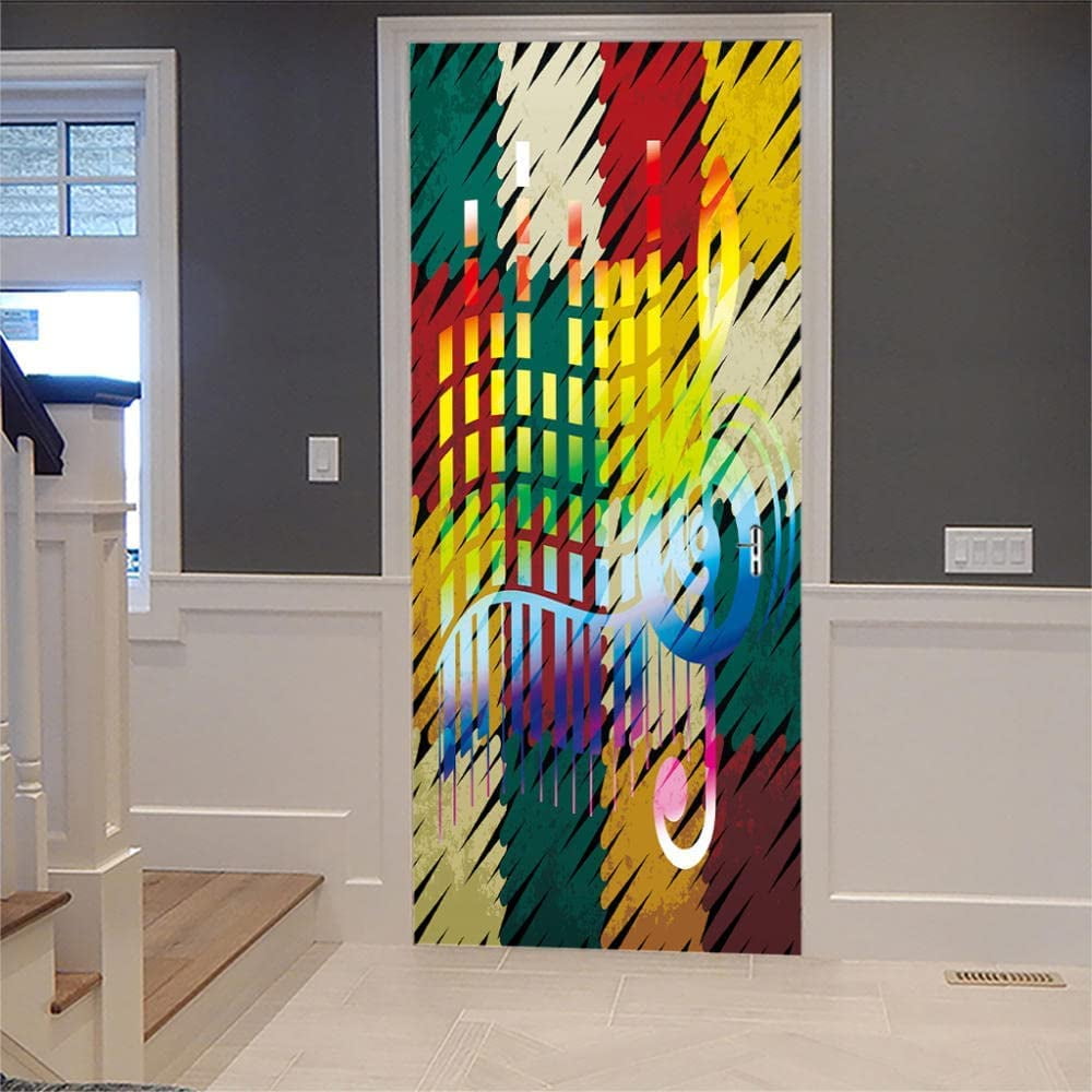 Colorful Graffiti Door Sticker Street Mural Art Door Decal Removable Hip Hop Hippie Style Poster ...