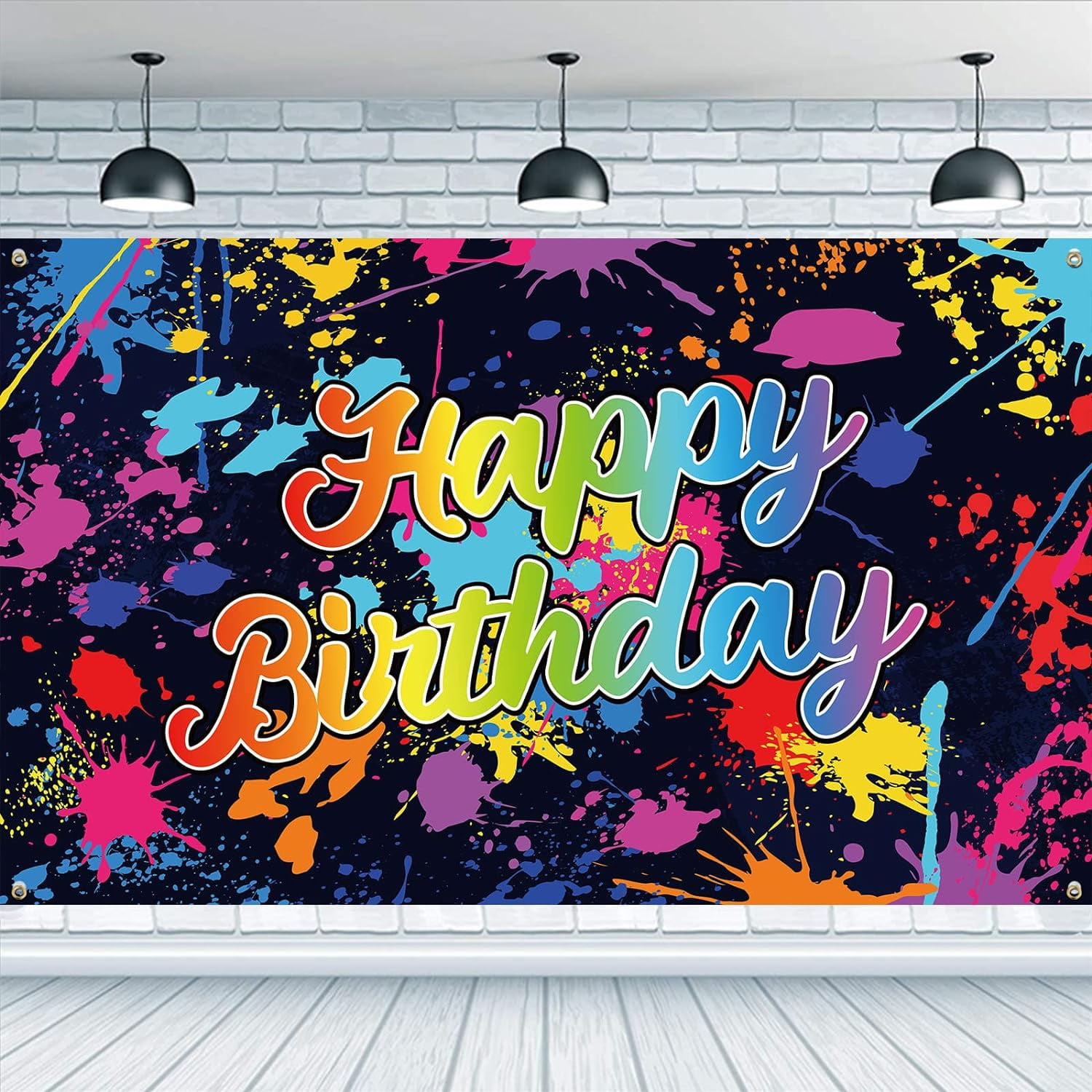 Colorful Graffiti Happy Birthday Backdrop Hanging Banner Party ...