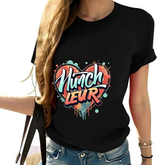 Colorful Graffiti Heart Design Cotton Short Sleeve T-Shirt for Women ...