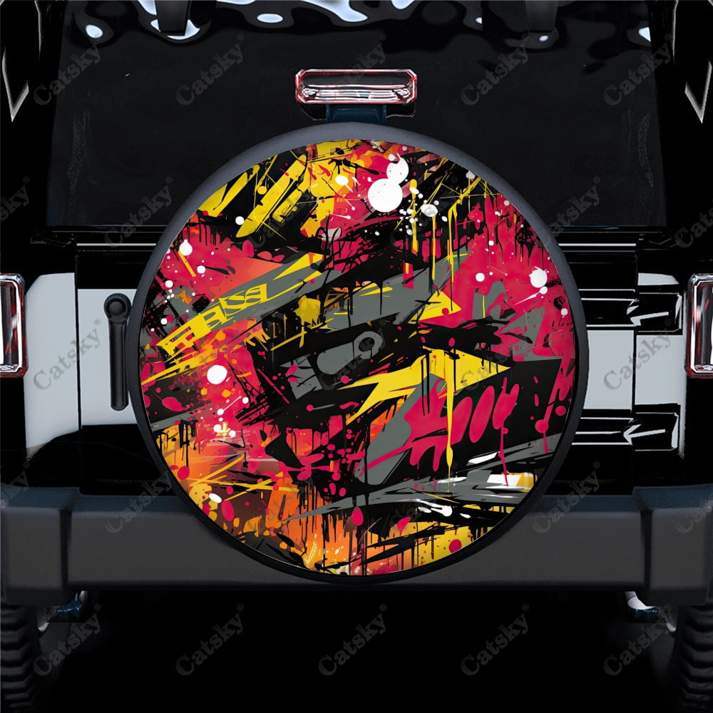 Colorful Graffiti Pattern Pattern Polyester Universal Spare Wheel Tire ...
