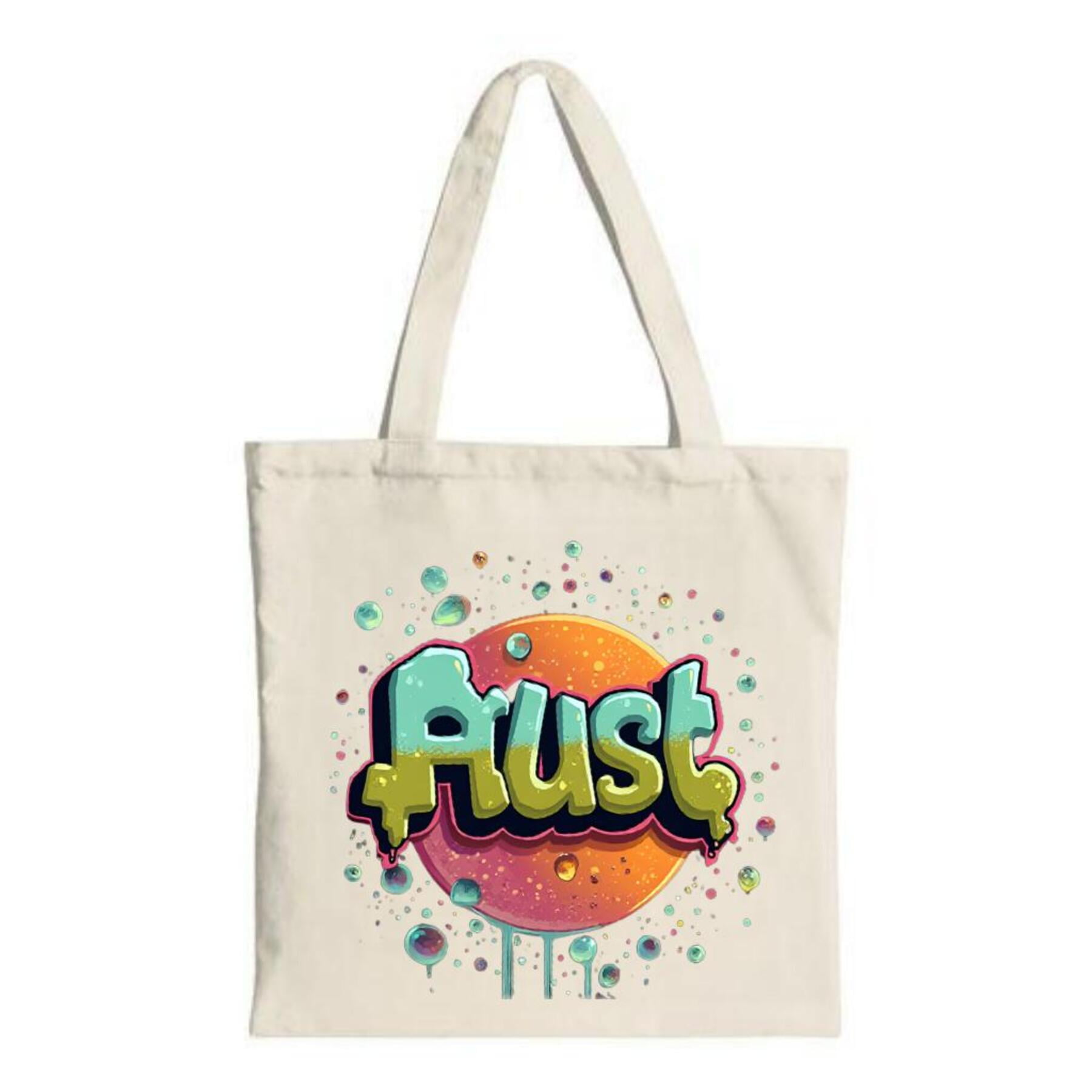 Colorful Graffiti - Style " AUST " Canvas Tote Bag with Vibrant ...