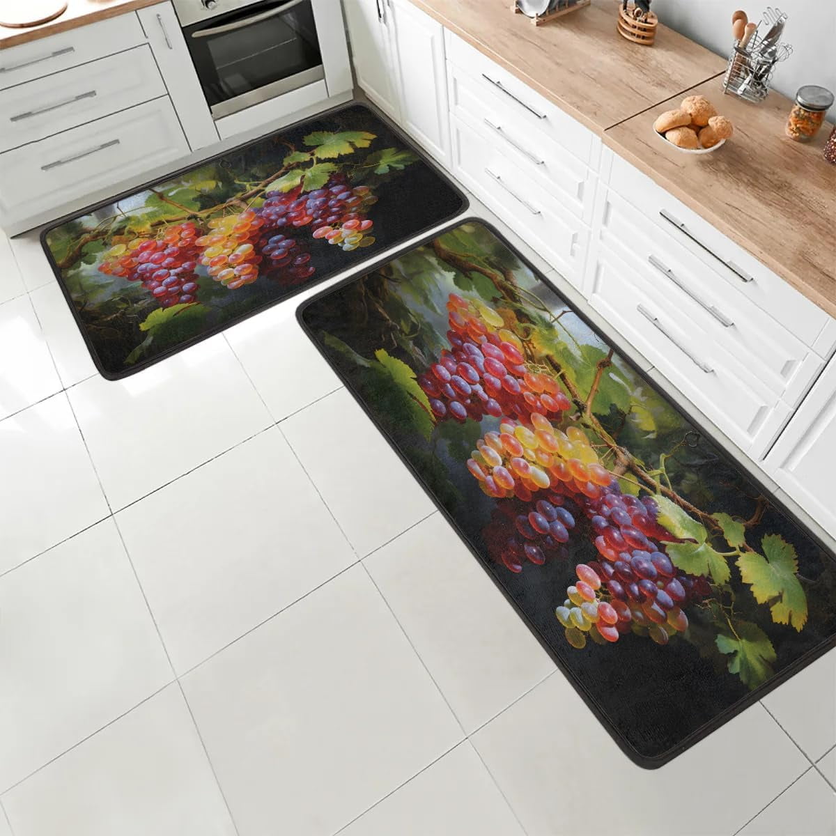 Colorful Grapes Kitchen Mat Set of 2 Non-Slip Washable Kitchen Rugs ...