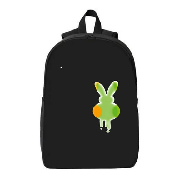 Colorful Graphic Black Laptop Backpack - Features a Green Rabbit with ...