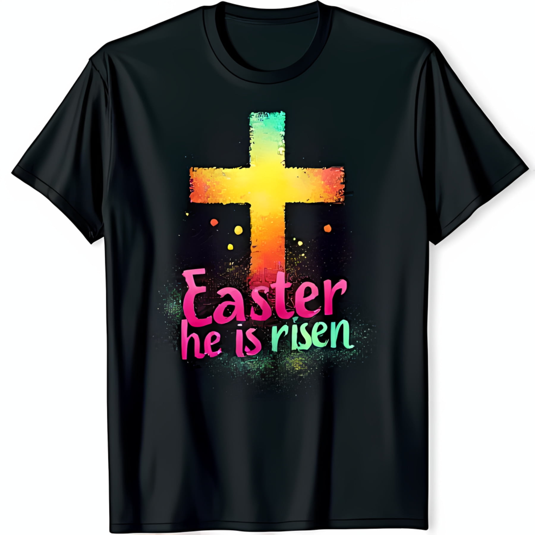 Colorful Graphic Black T-Shirt Easter He Is Risen Design - Walmart.com