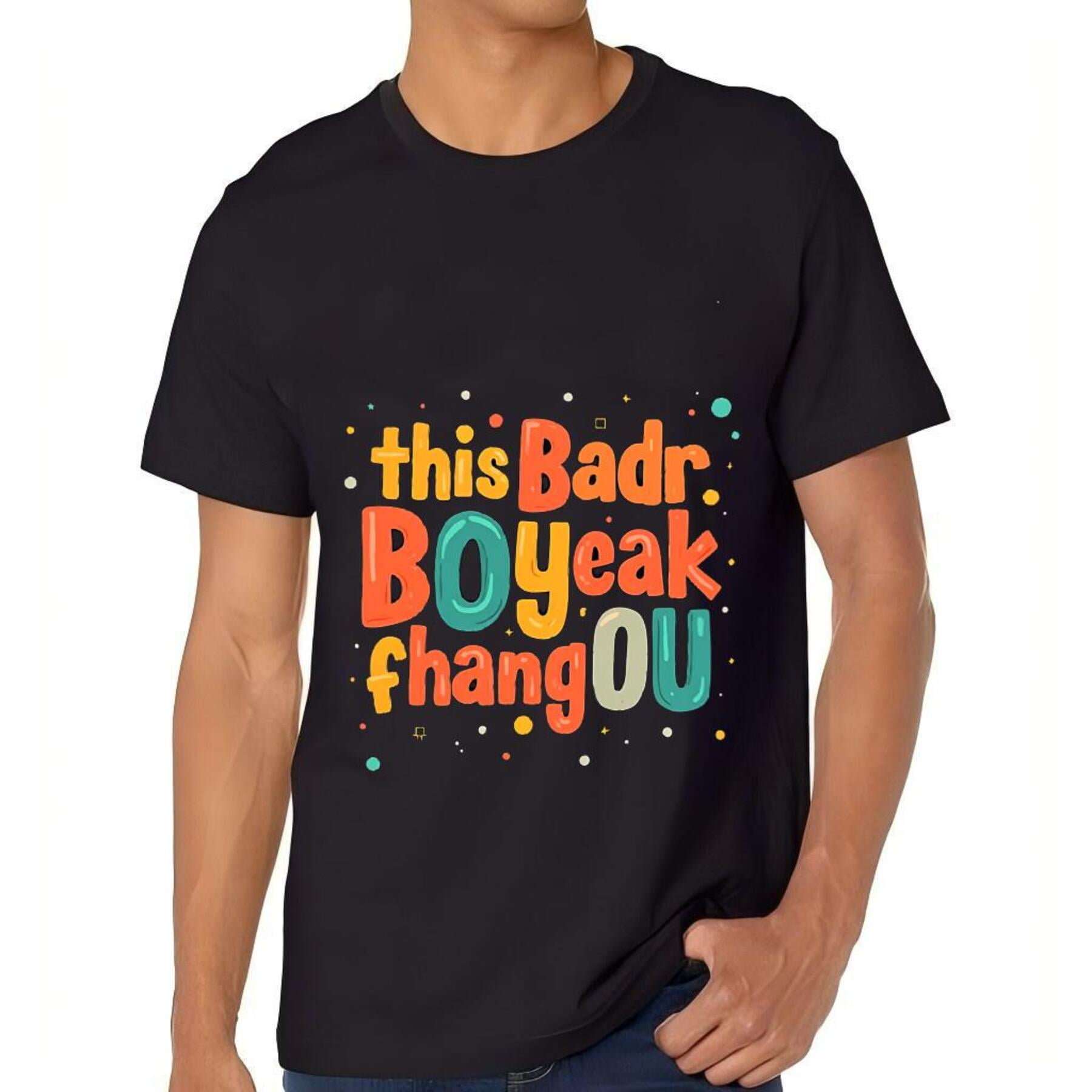 Colorful Graphic Cotton Short Sleeve T-Shirt for Men - Playful ' this Badr Boyeak fhangOU ...
