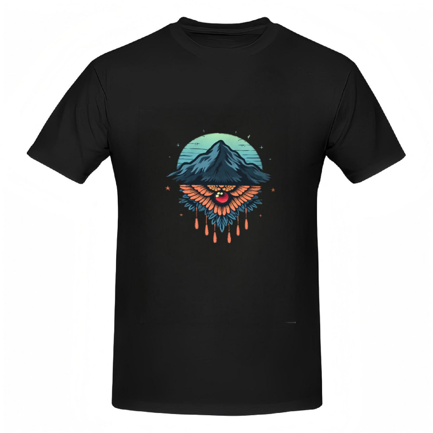 Colorful Graphic Cotton Short Sleeve T-Shirt with Mountain Vibrant ...