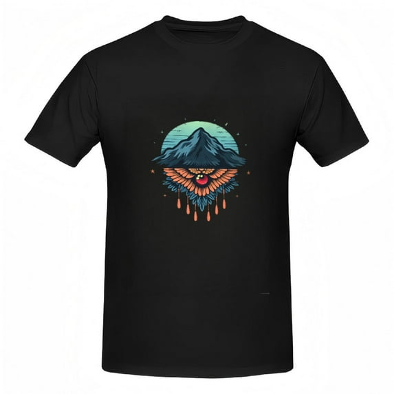 Colorful Graphic Cotton Short Sleeve T-Shirt with Mountain Vibrant ...