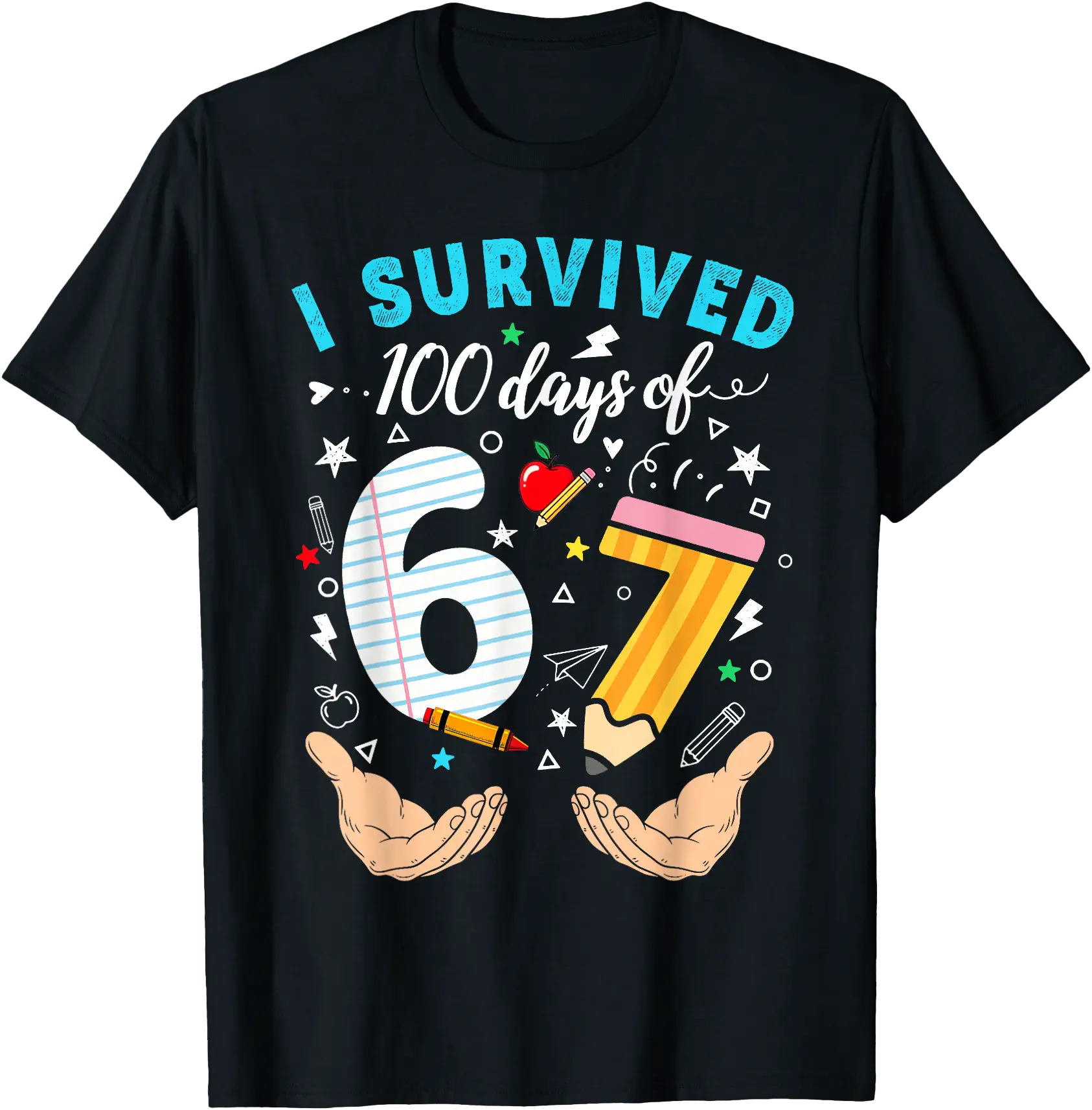 Colorful Graphic I Survived 100 Days T-Shirt for Celebrating 100th Day ...